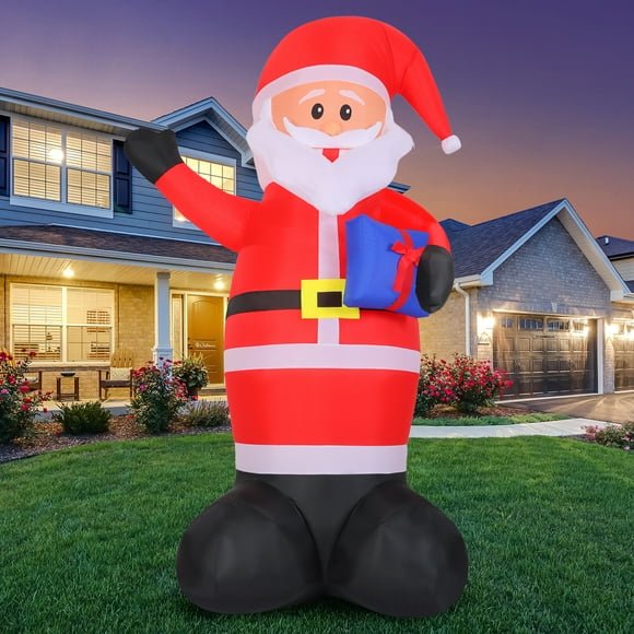 Yexmas 7FT Christmas Inflatable Santa Claus Outdoor Decorations- Blow up Santa Claus with Gift ...