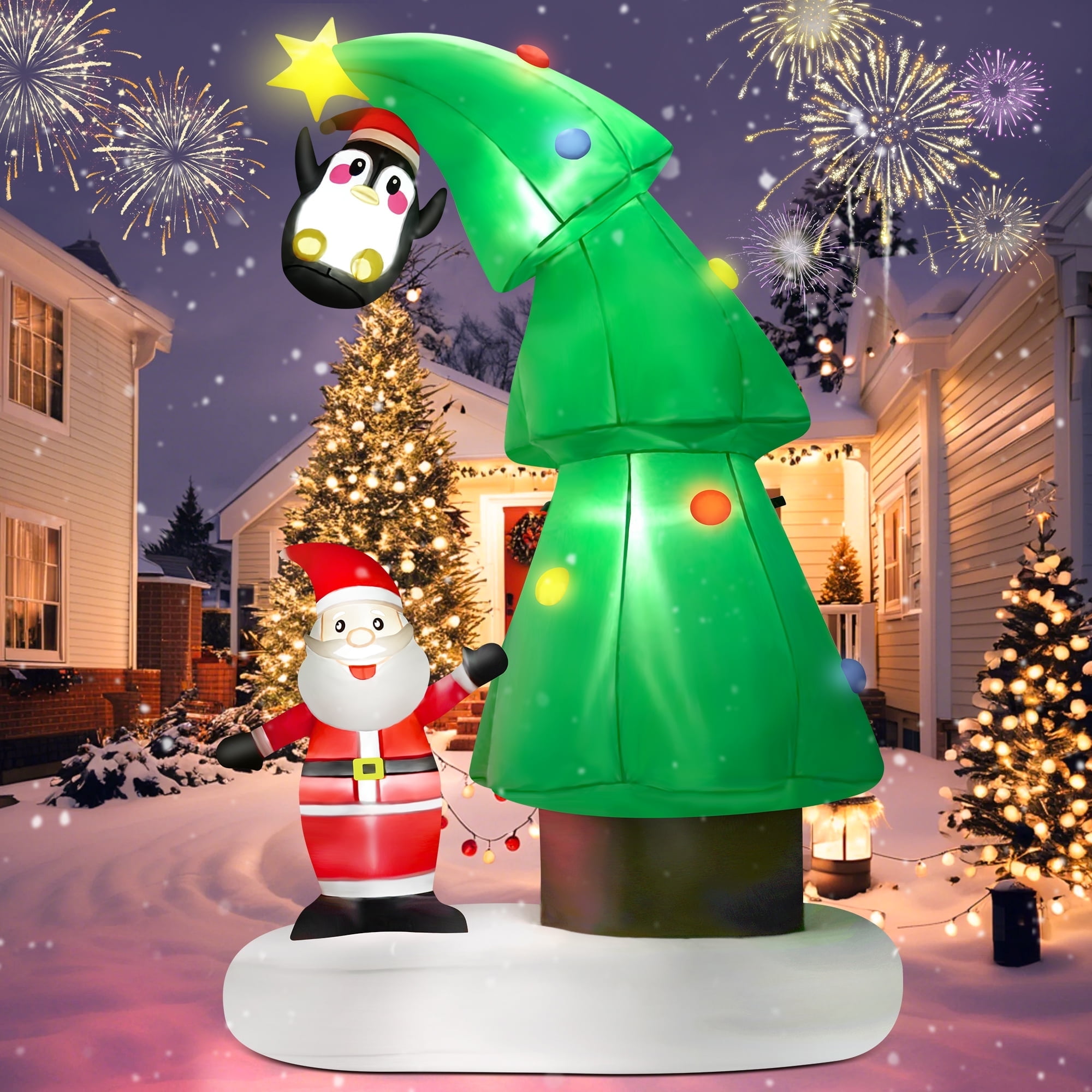 Lookfly 6FT Christmas Tree Inflatables Outdoor Decorations with Santa ...