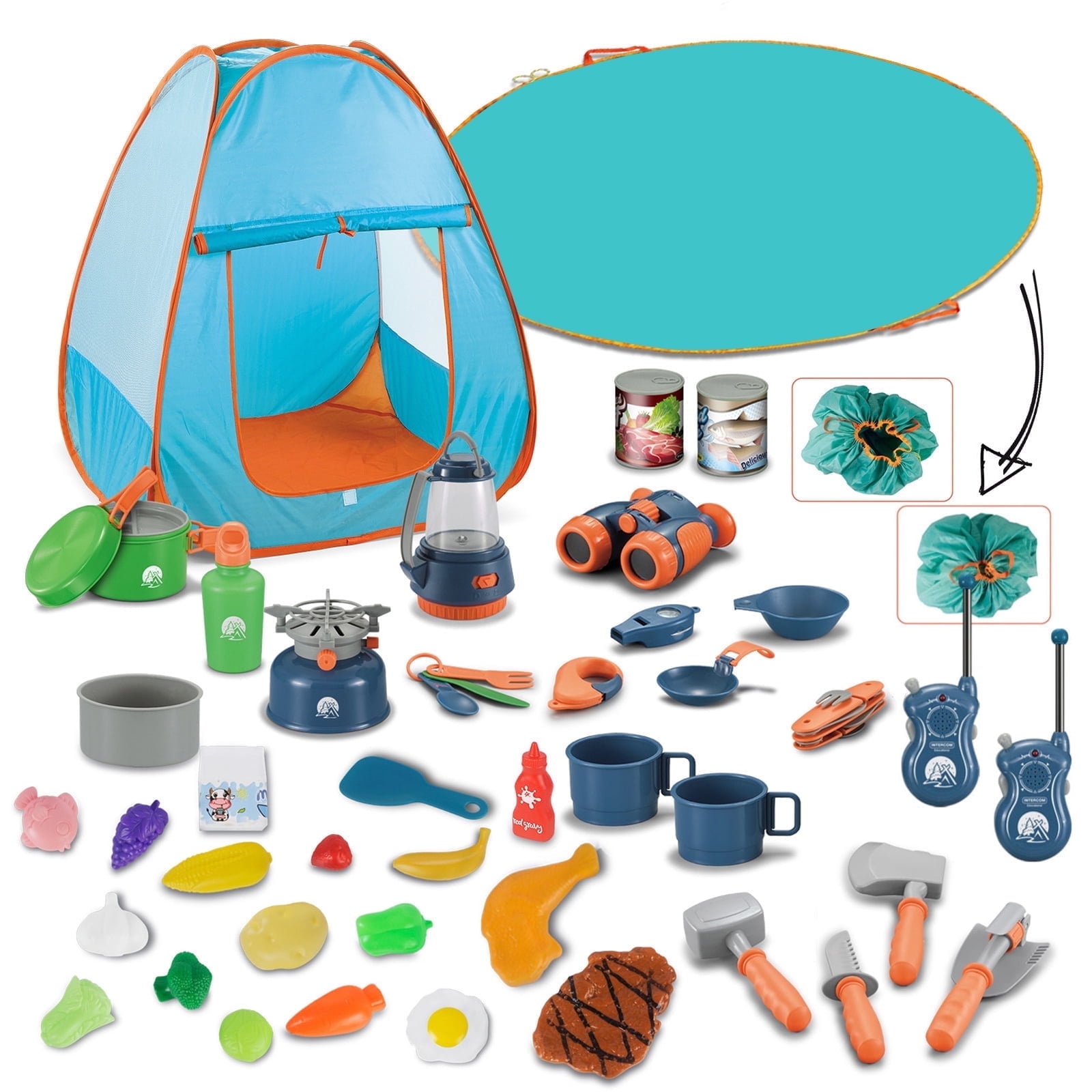 Lookfly Kids Camping Set with Tent 46pcs - Outdoor Campfire Toy Set for ...