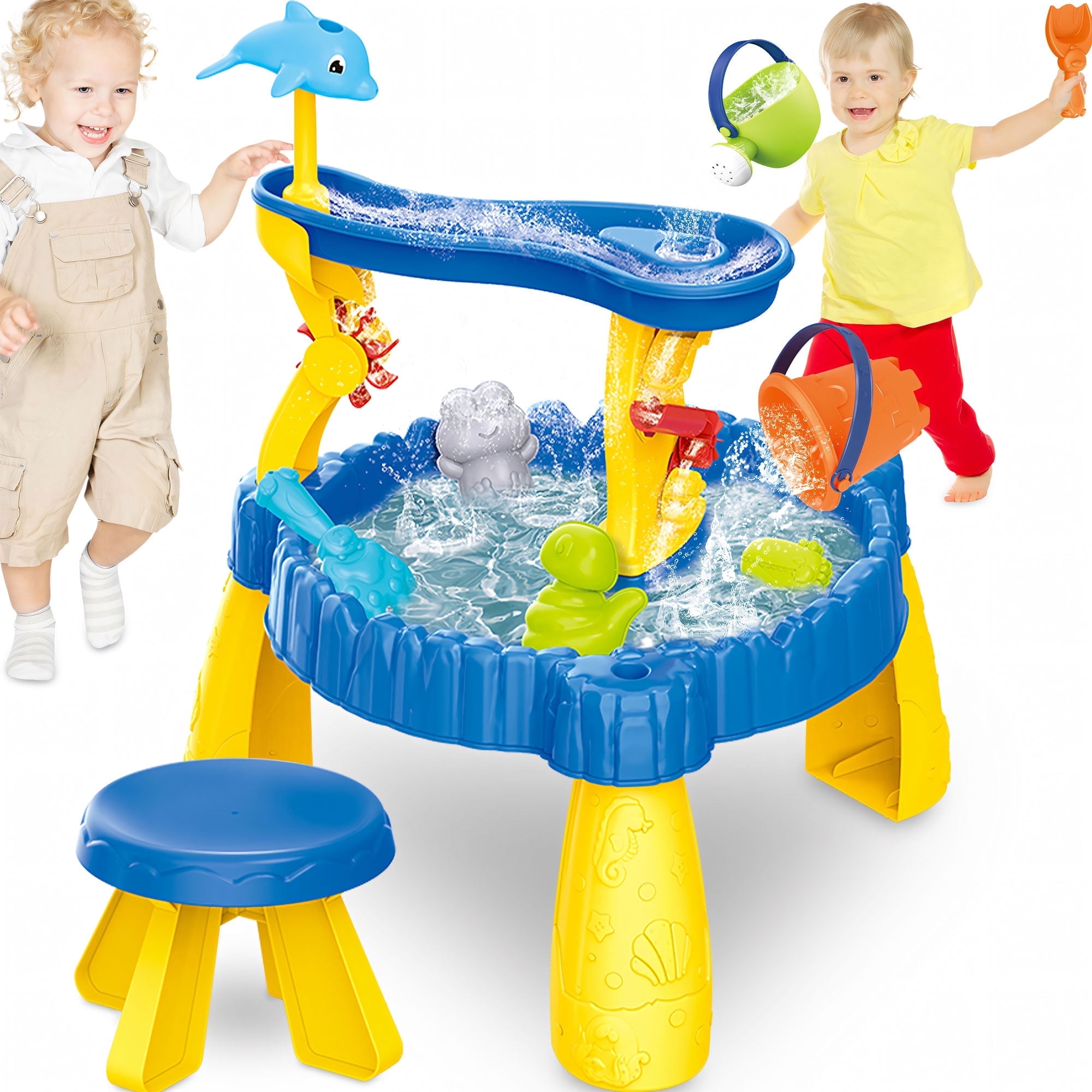 Yexmas Toddler Sand Water Table, 2-Tier Splash Pond Sensory Play Table ...