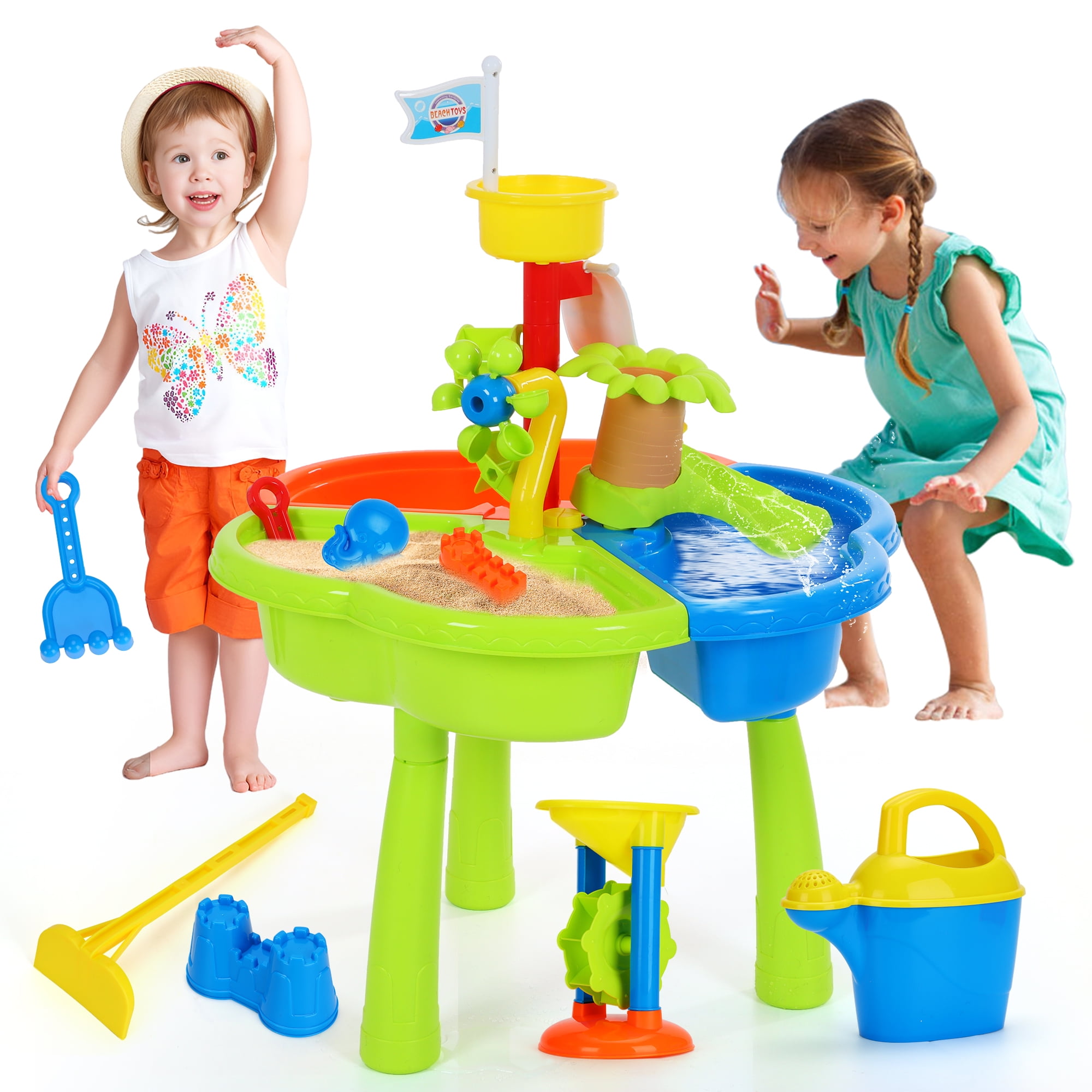 Yexmas 3-in-1 Sand and Water Table for Toddlers, Outdoor Sensory Play ...