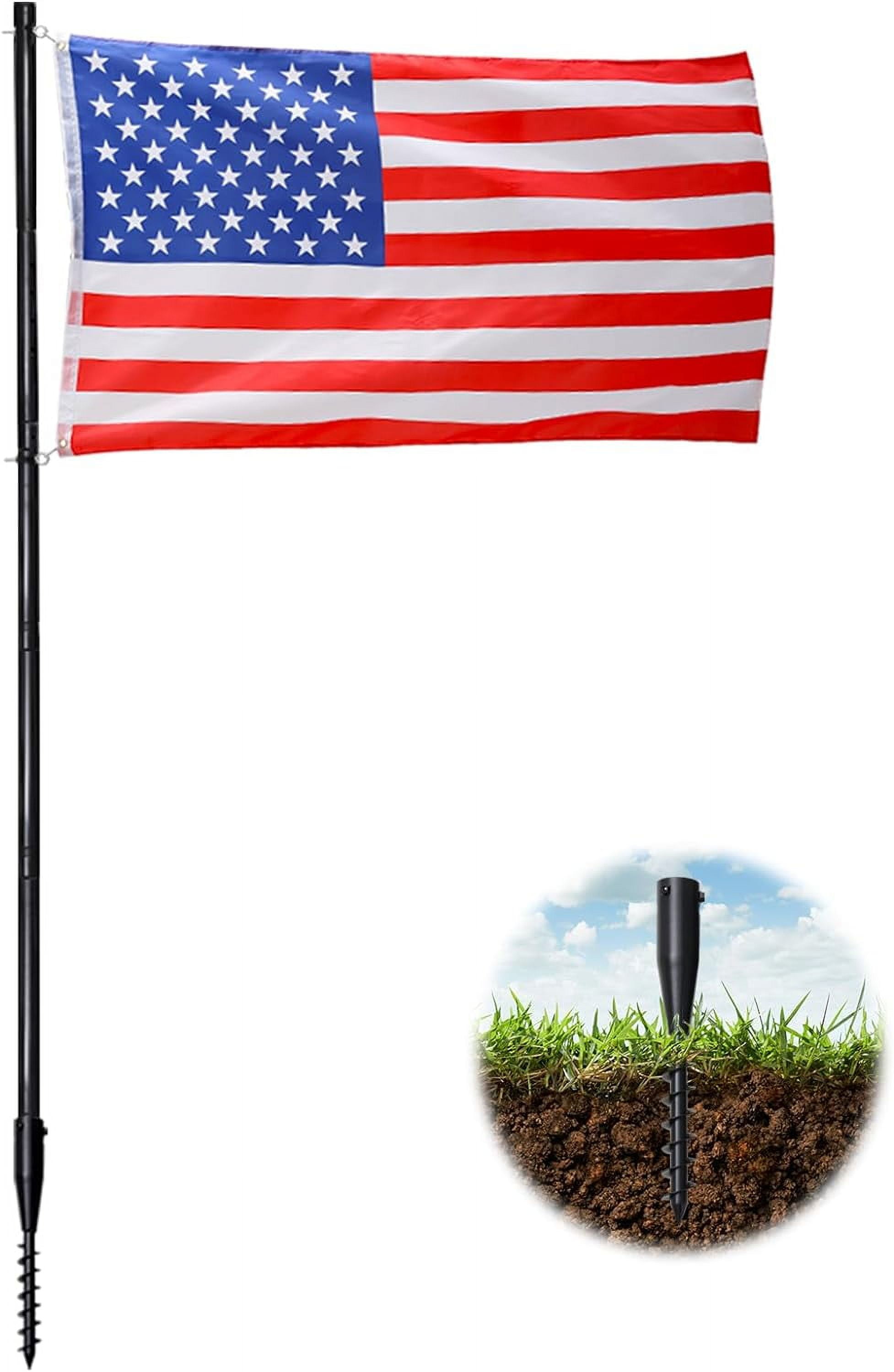 Yeyebest 10 Ft Ground Mount Black Alloy Iron Sectional Garden Flagpole ...