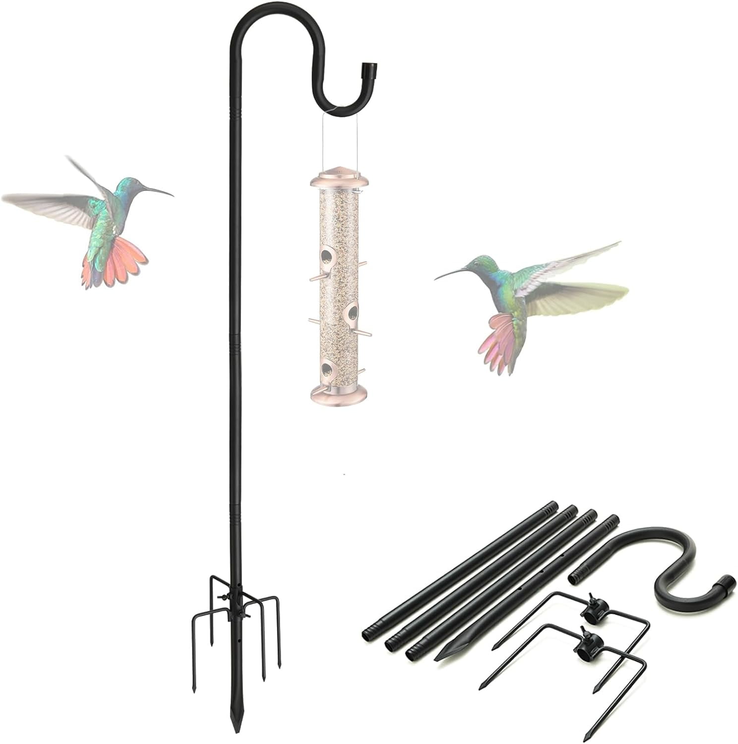 Heavy Duty Outdoor 78 Inches Adjustable Shepherds Hook with 5 Prongs ...