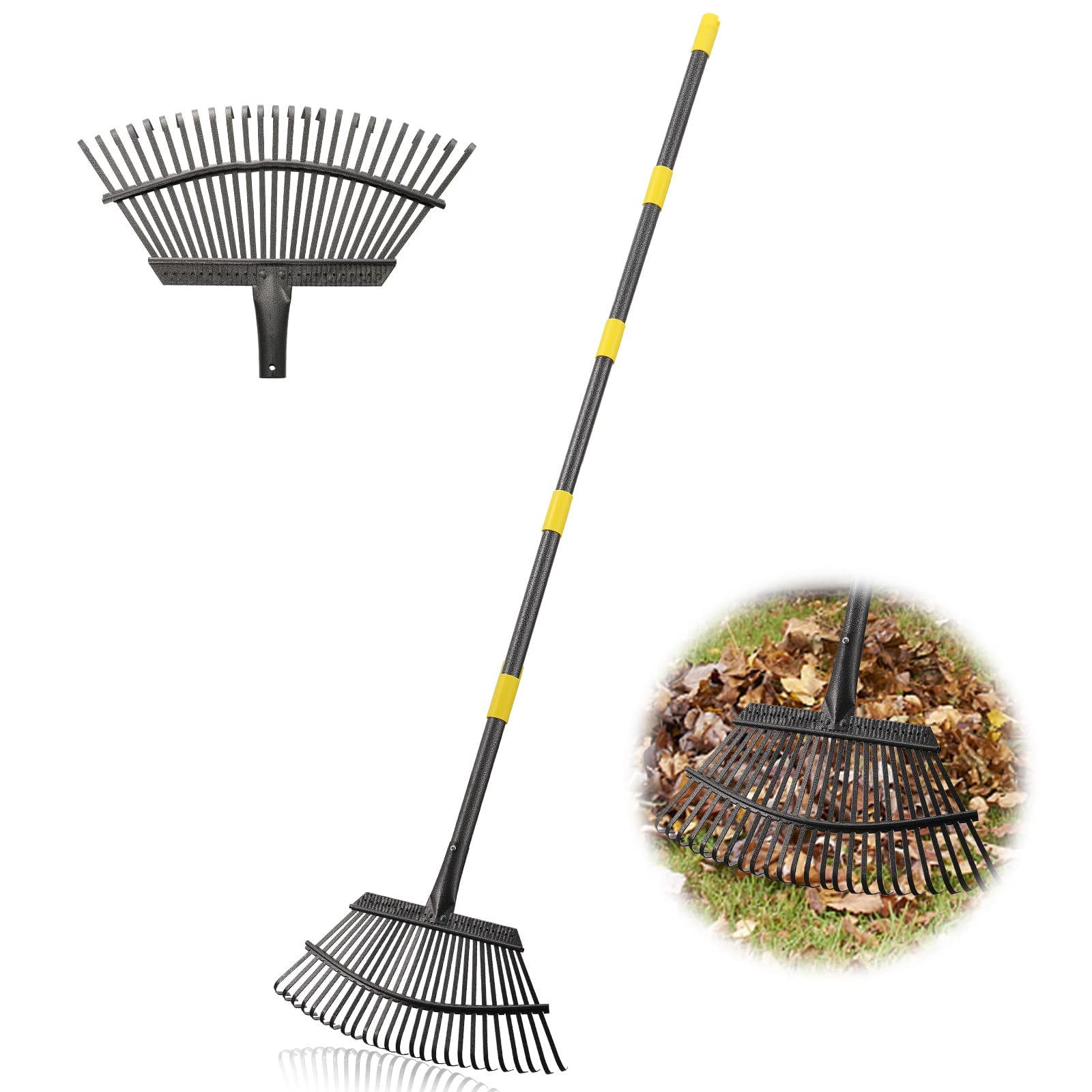Yeyebest Garden Rake - Large Leaves Rakes for Gardening - 25 Metal ...