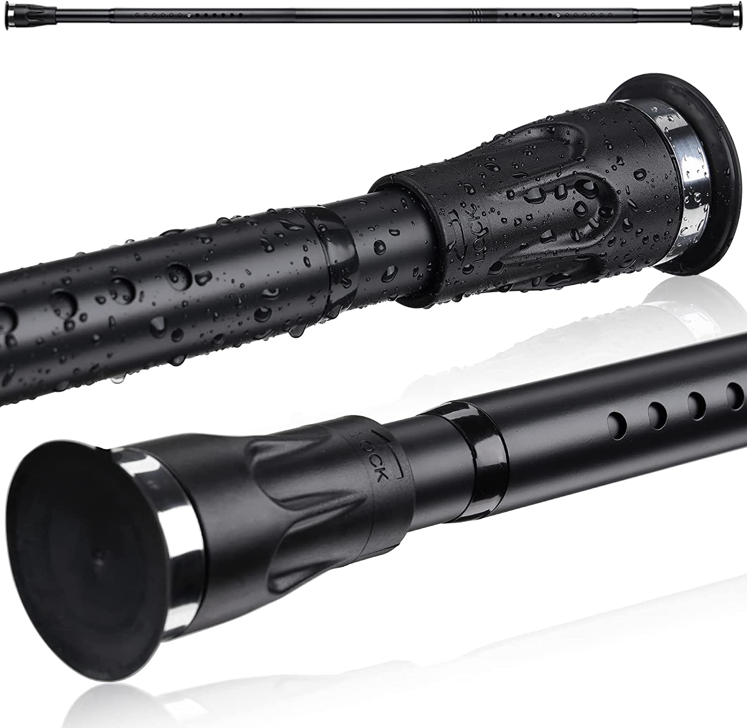 Dilwe Adjustable Spring Loaded Tension Rod Shower Extendable Curtain ...