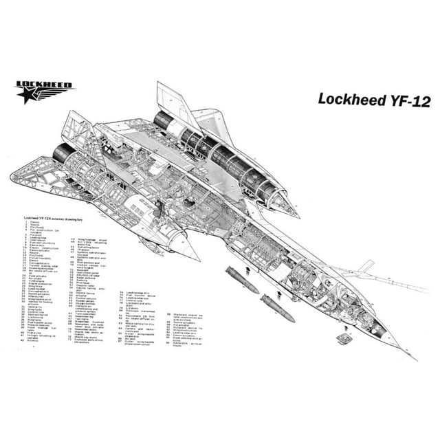 Yf-12 Cutaway poster 12x16 Art Print on Metal Sign 12in x 16in Multi ...