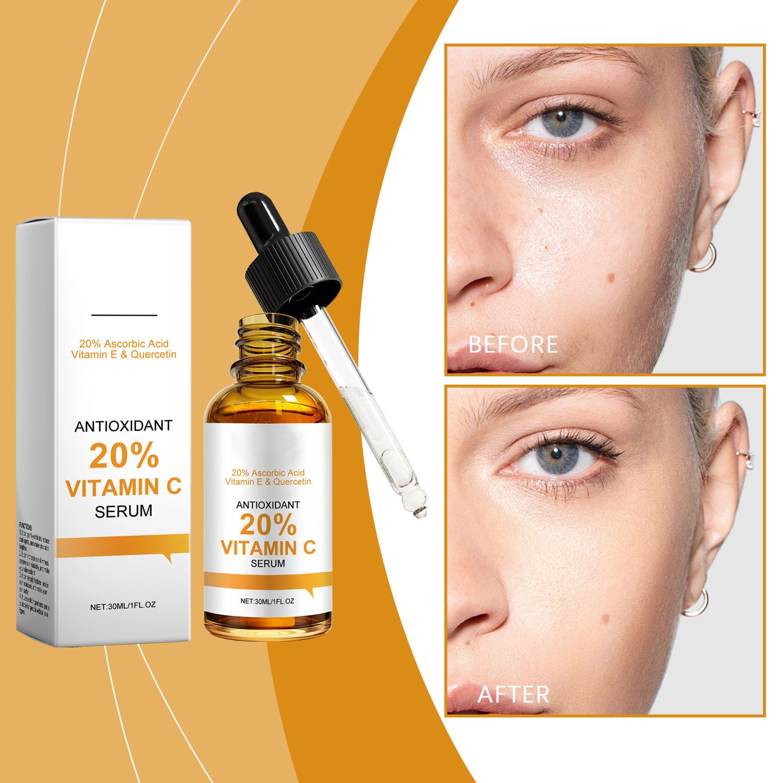 Yforlp 20% Vitamin C Face Serum Hydrating: Skin Tightening with Vitamin E Hyaluronic Acid - Anti ...