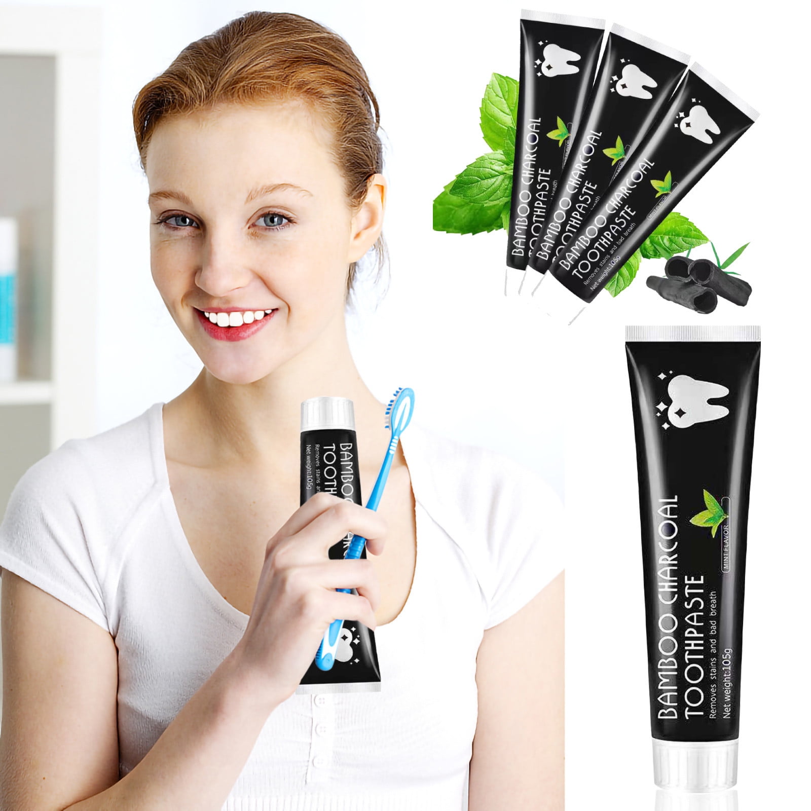 Yforlp Bambooes Charcoal Toothpaste, Natural Bamboo Charcoal Whitening ...