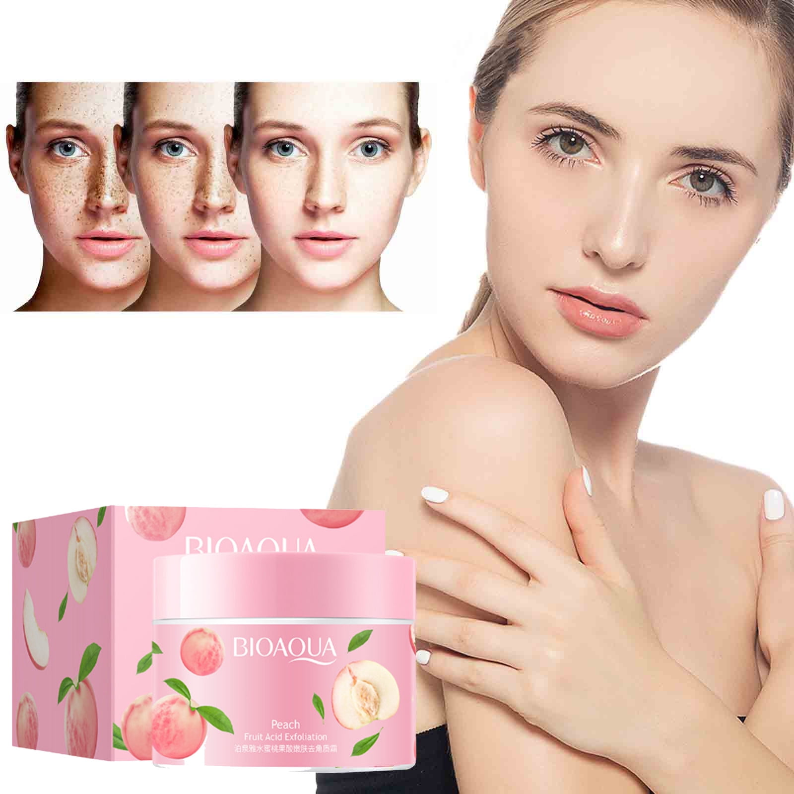 Yforlp Body Scrub for Dull Skin, Peach Exfoliating Cream Cleanses Pores ...