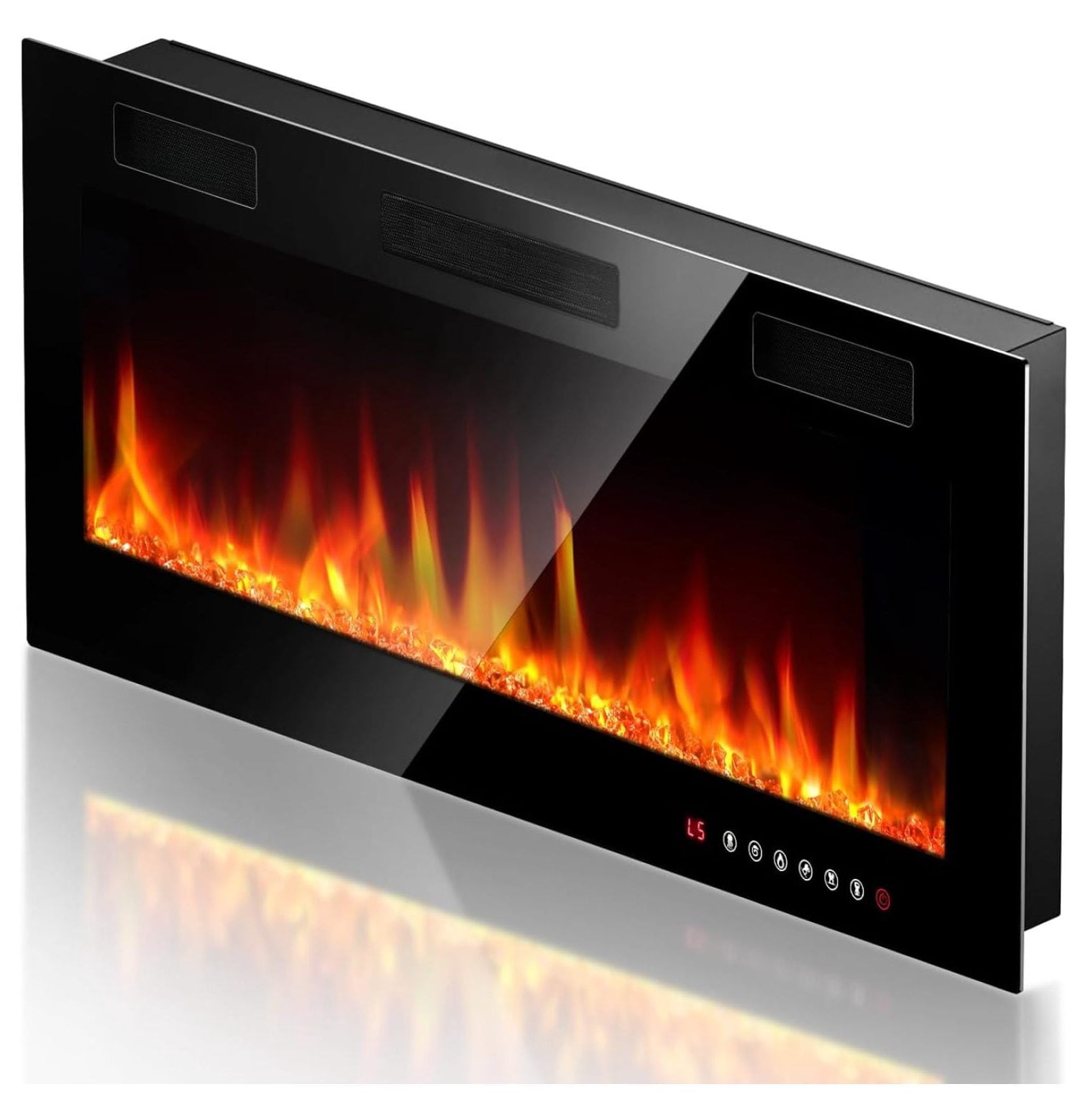 YfulYde 30 inch Electric Fireplace Recessed and Wall Mounted,750/1500W ...