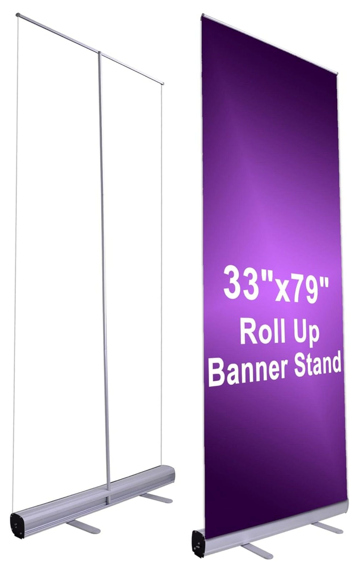 YfulYde 33"x79" Aluminum Retractable Roll up Banner Stand Conference ...