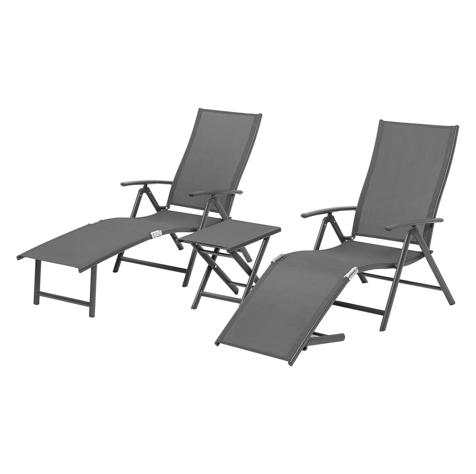 YfulYde 3PCS Aluminum Patio Chaise Lounge Chair and Table, Adjustable ...