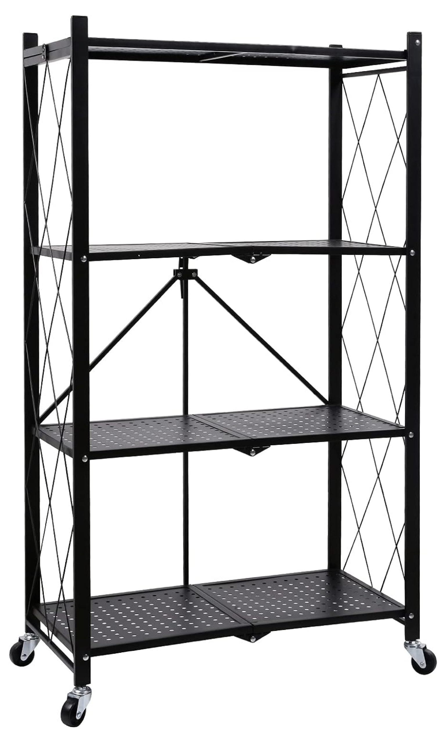 YfulYde 4-Tier Heavy Duty Foldable Metal Rack Storage Shelving Unit ...