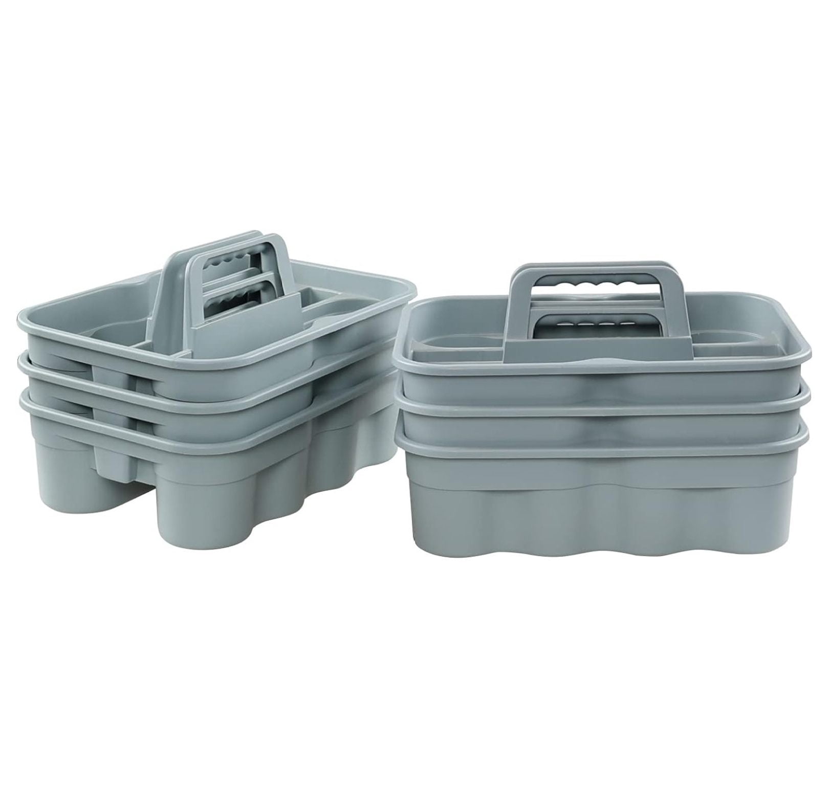 YfulYde 6-Pack Plastic Storage Caddy, Cleaning Caddy with Handle, Gray ...