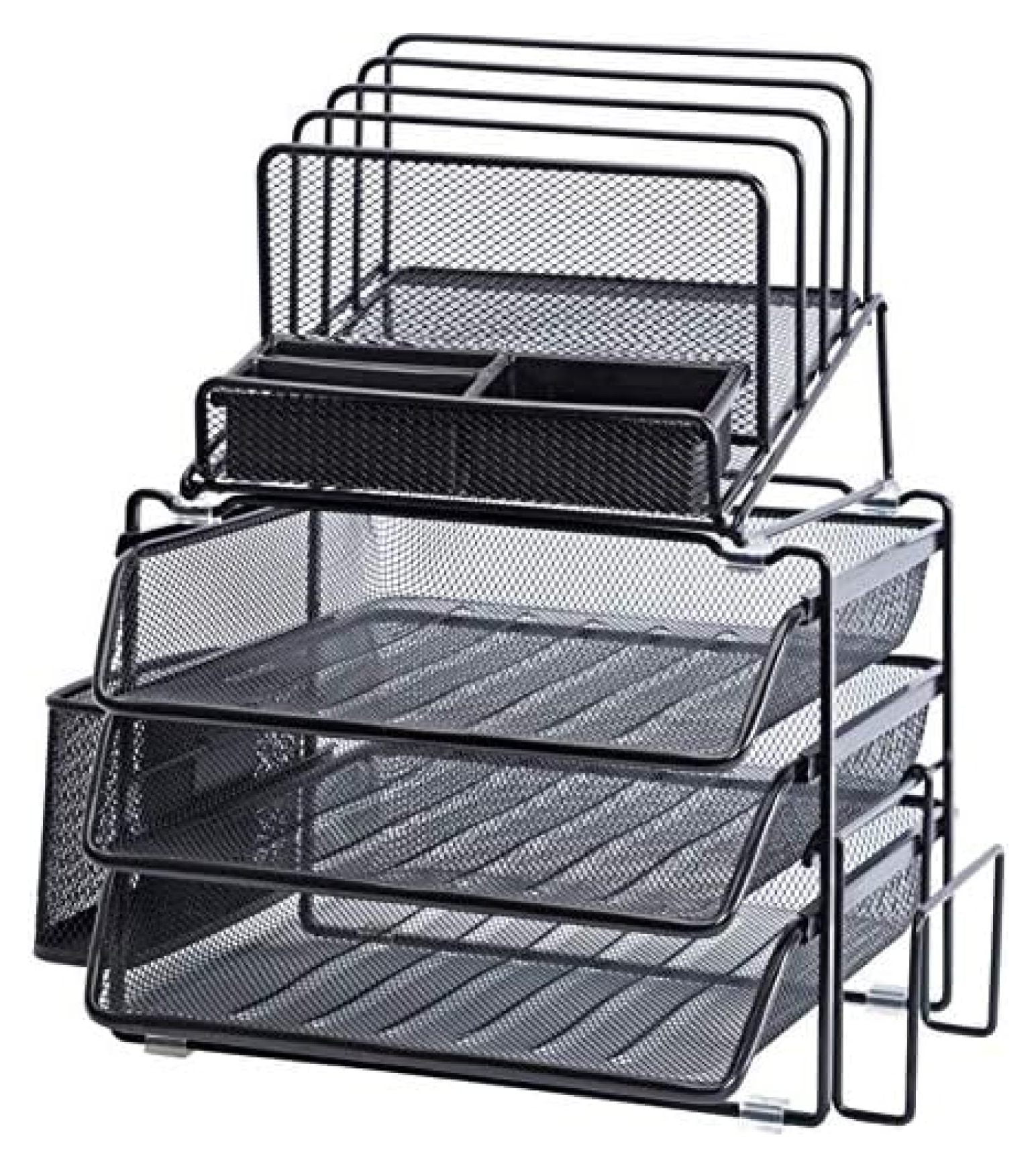 YfulYde Black Mesh/Wire Desktop Organizer, 15.8" x 12.9" x 14.4 ...