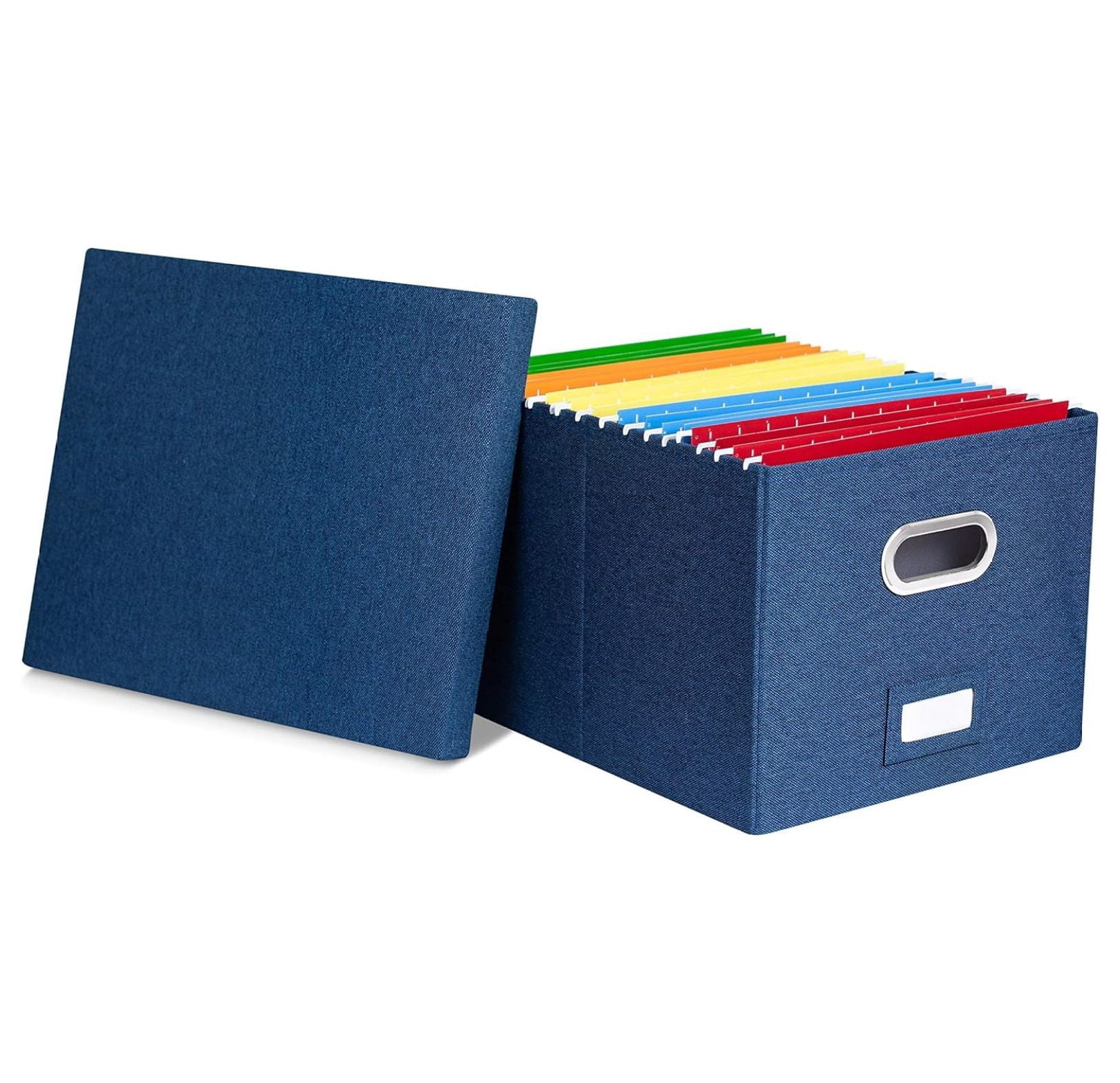 YfulYde Collapsible File Storage Organizer - Decorative Linen Filing ...
