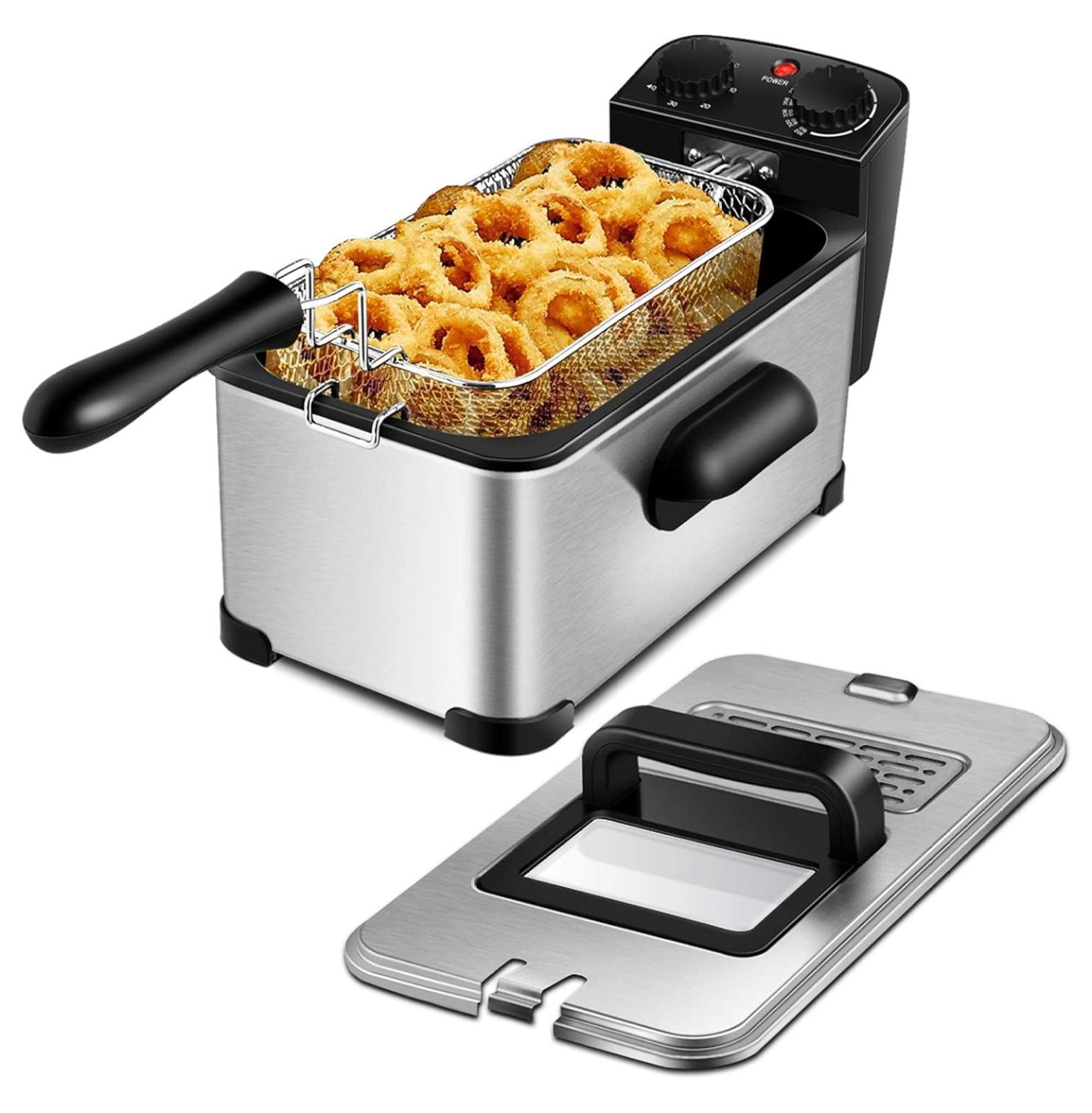 YfulYde Deep Fryer with Basket, 3.2 Qt/3L Electric Fryer with ...
