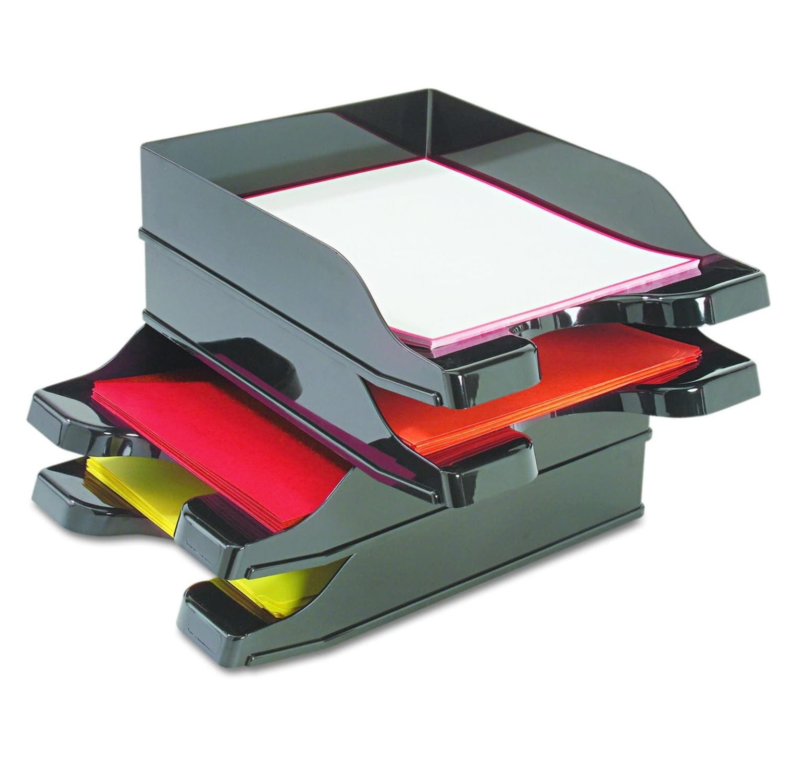 YfulYde Docutray Multi-Directional Stacking Tray, Black, Set of 2 Trays ...