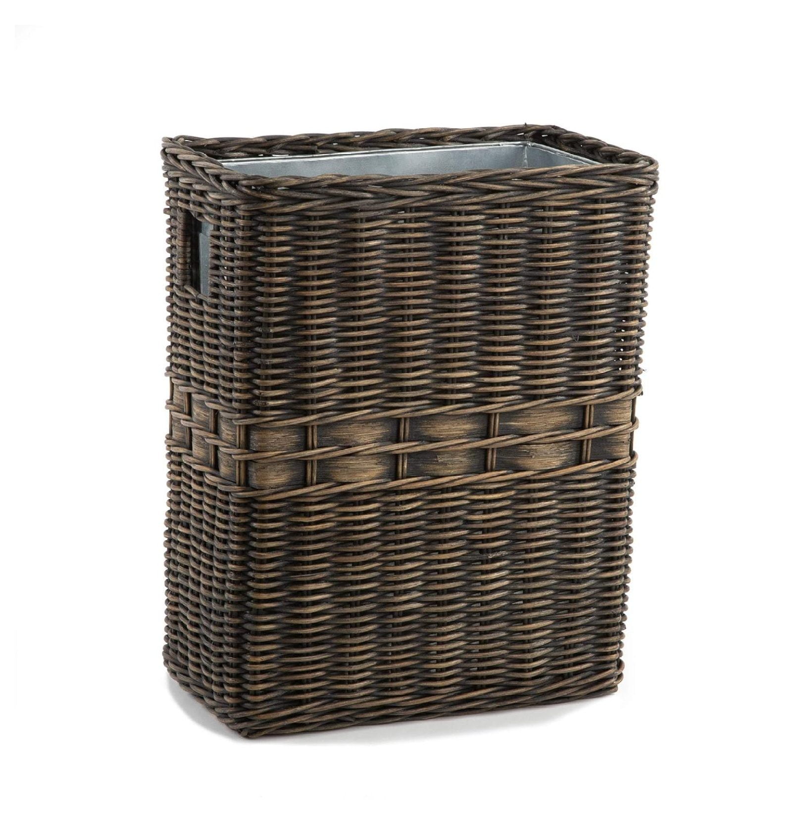 YfulYde Large Rectangular Wicker Waste Basket with Metal Liner, 14.5 in ...