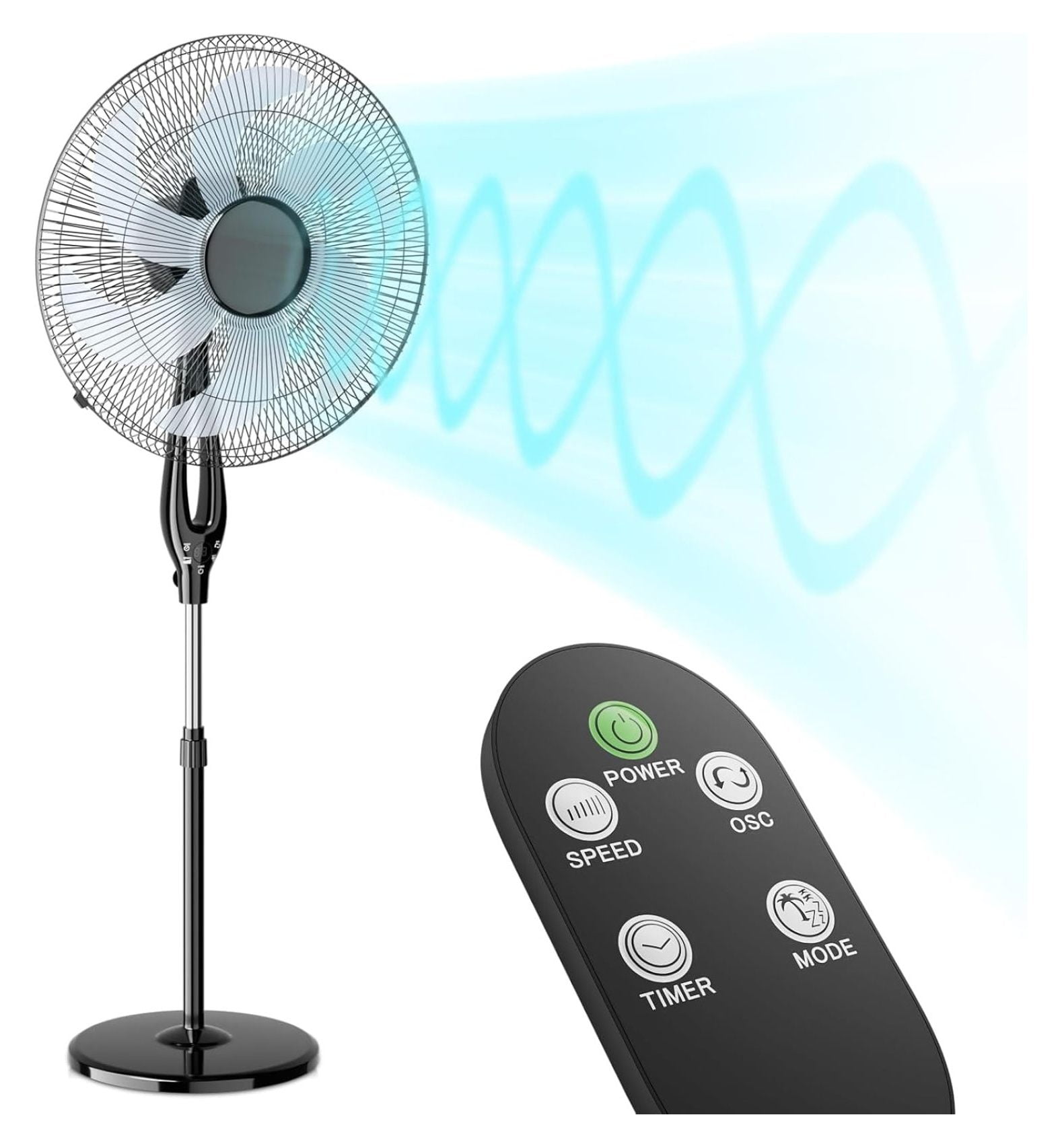 YfulYde Oscillating Pedestal Fan with Control 12H Timer Portable ...
