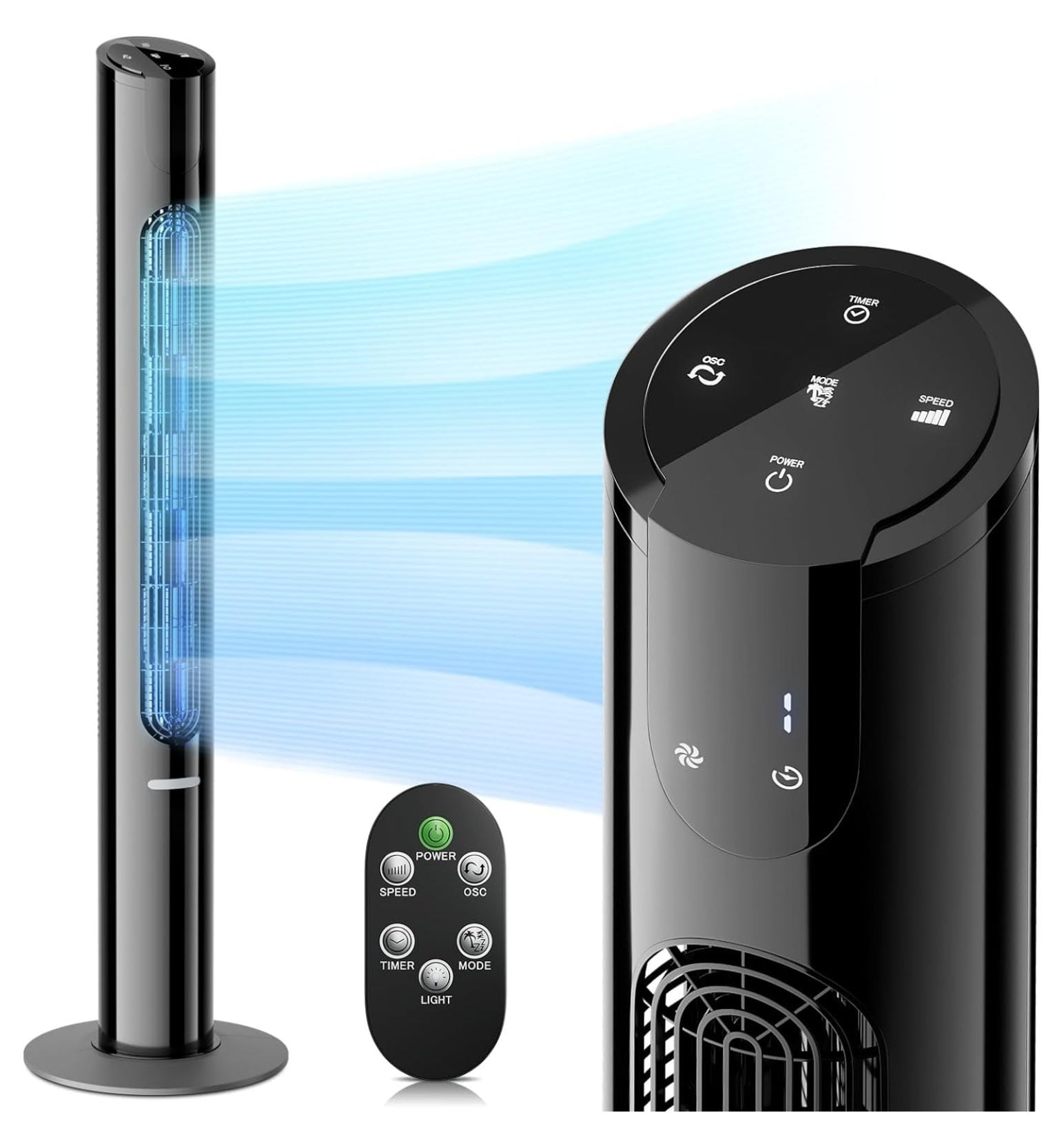 YfulYde Oscillating Quiet Tower Fan with Control 8 Speeds 12H Timer ...