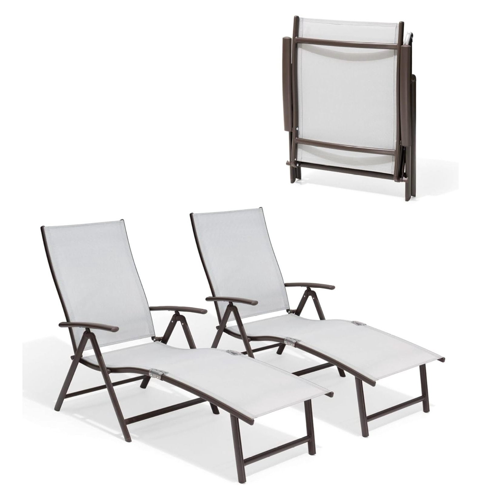 YfulYde Outdoor Chaise Lounge Set of 2, Aluminum Pool Lounge Chairs ...
