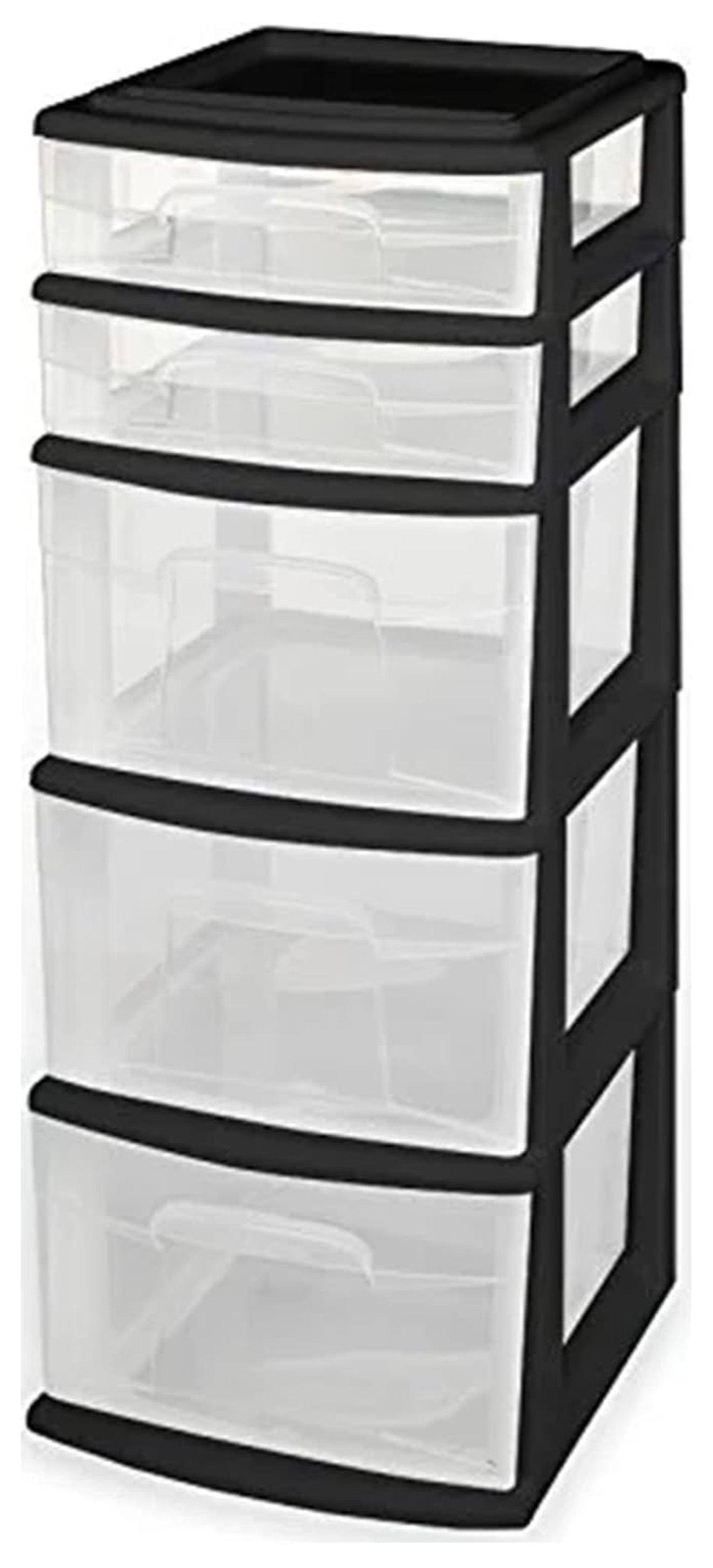 YfulYde Plastic 5 Clear Drawer Medium Home Organization Storage ...