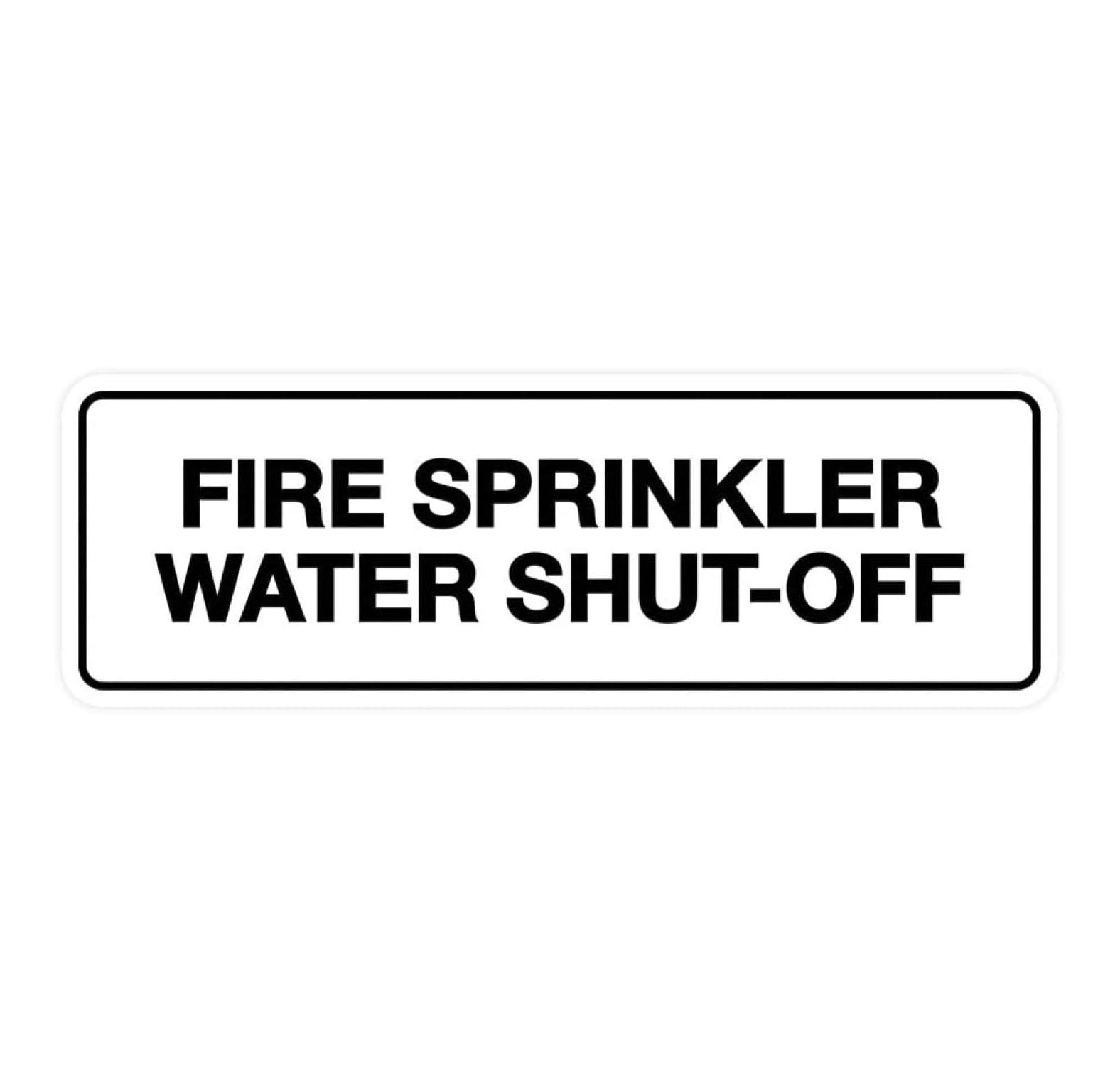 YfulYde Standard Fire Sprinkler Water Shut-Off Sign (White) - Large ...