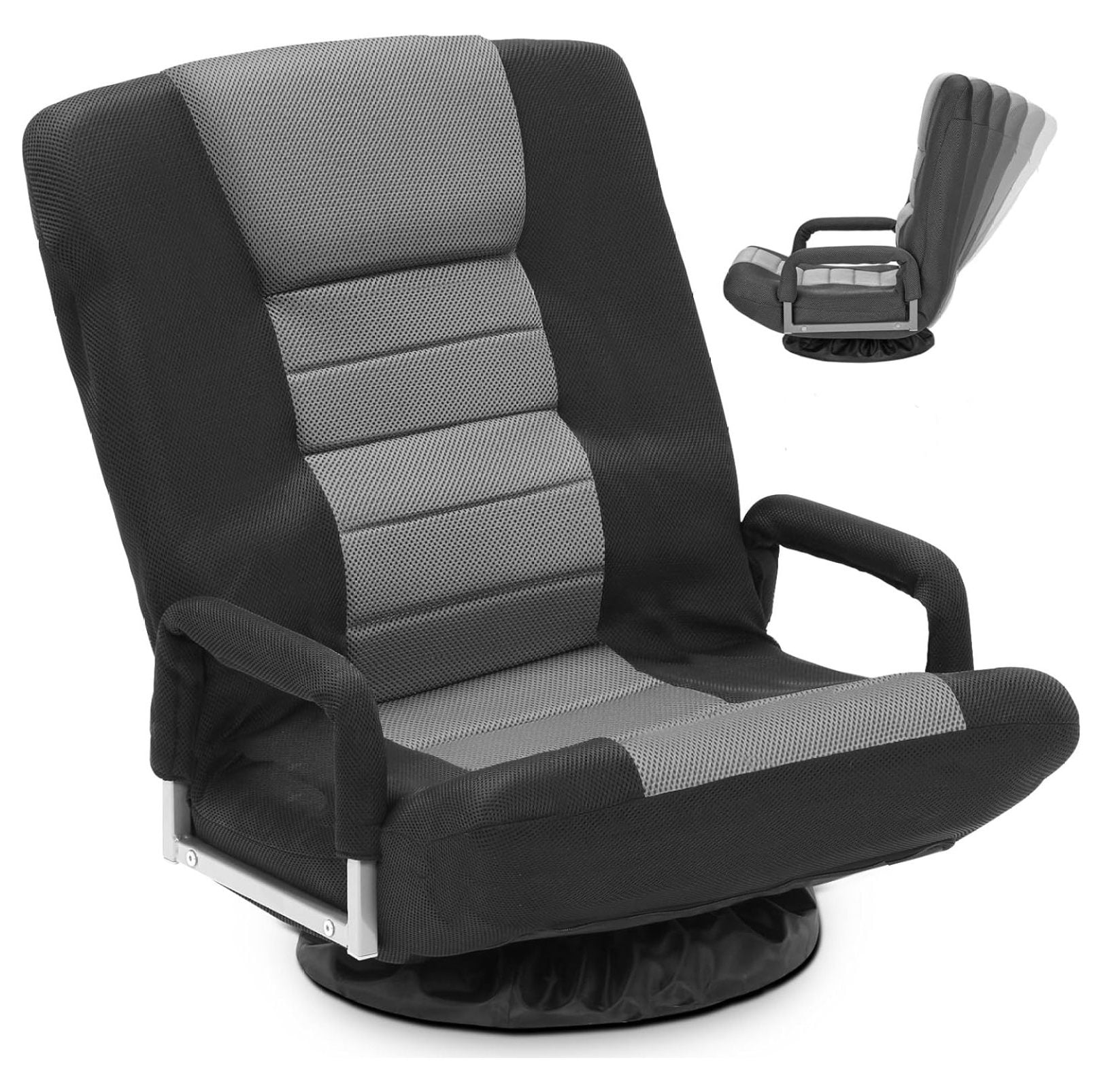 YfulYde Swivel Floor Gaming Chair w/Armrests, Folding Video Reclining ...