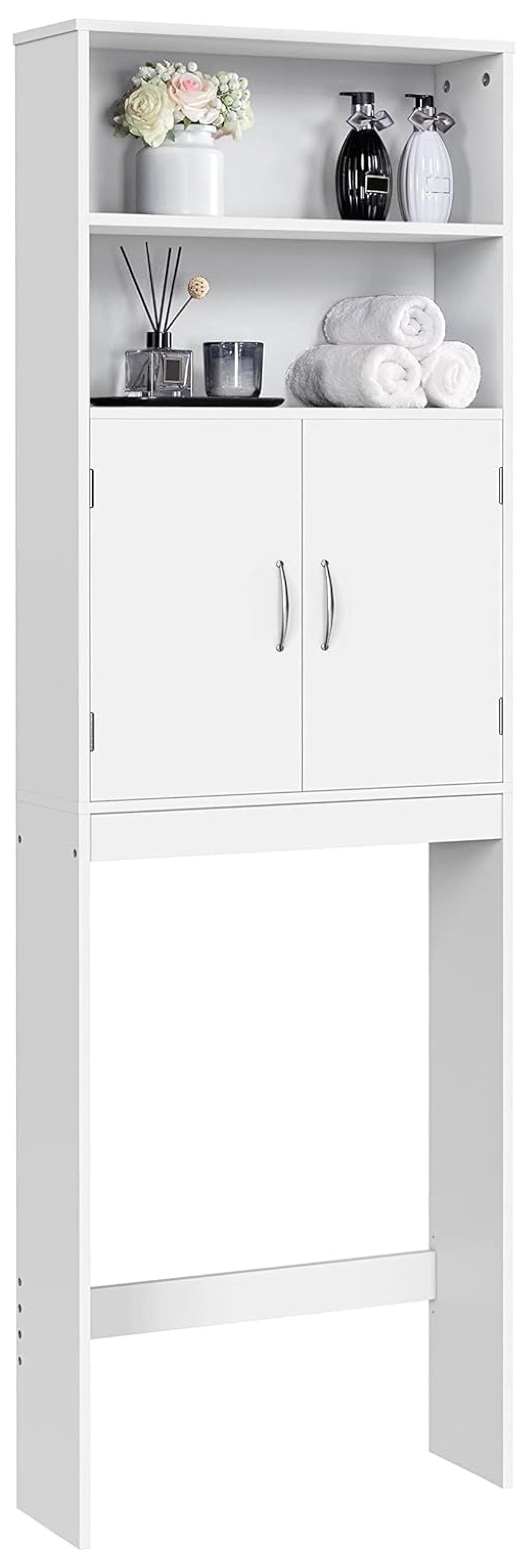 YfulYde Over The Toilet Storage with 2 Doors & Adjustable Shelf ...