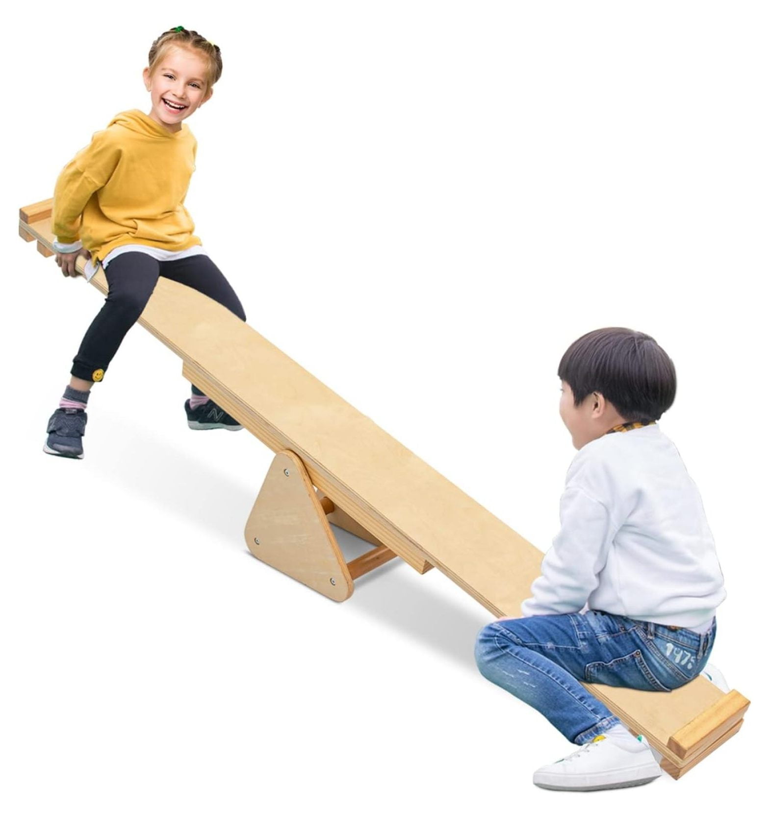 YfulYde Wooden Indoor Balance Beam and Seesaw Playground, Play Gym ...