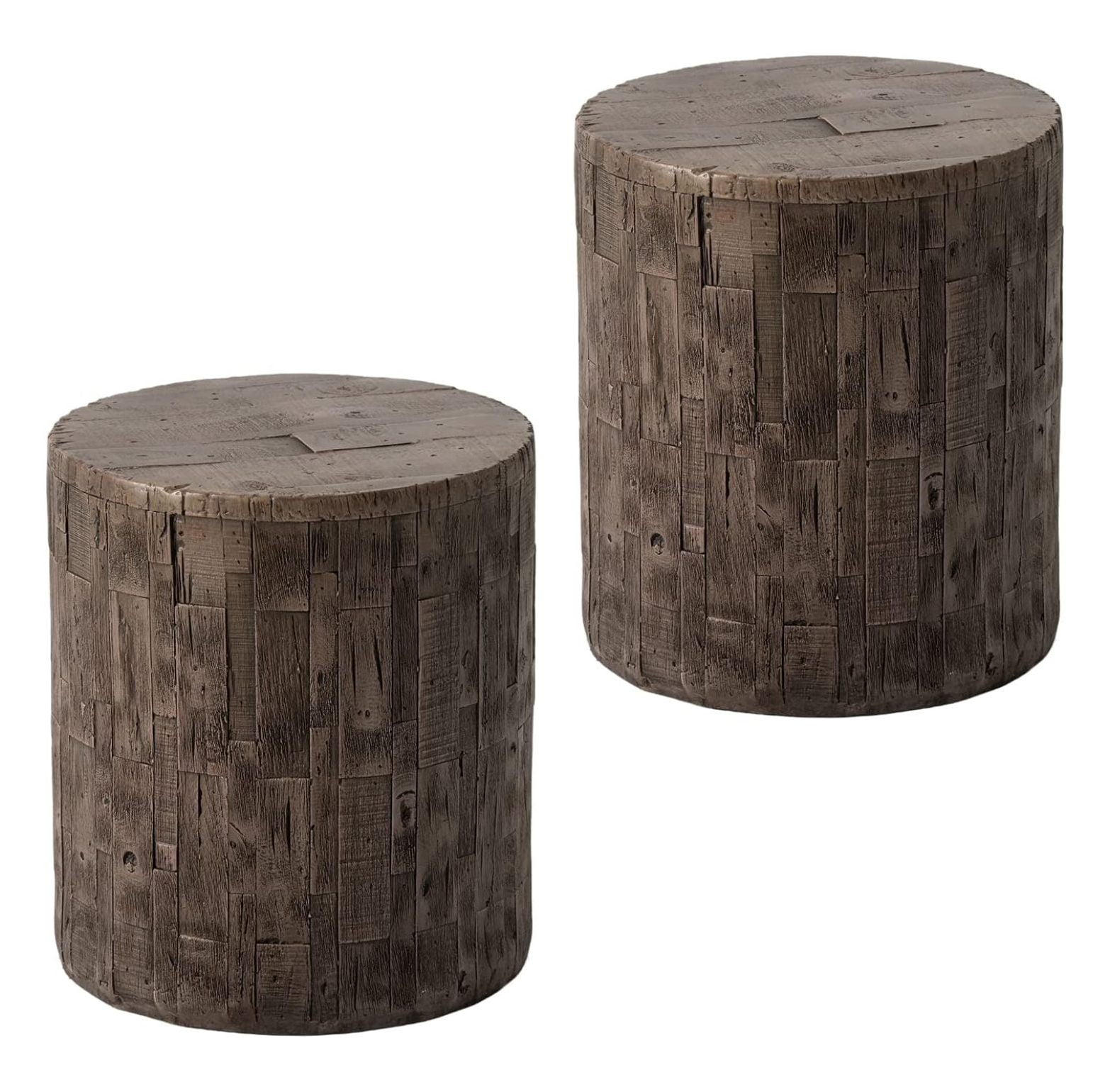 YgIRTID 15" Stump Side Table, Concrete Side Table Coffee Set of 2 Table ...