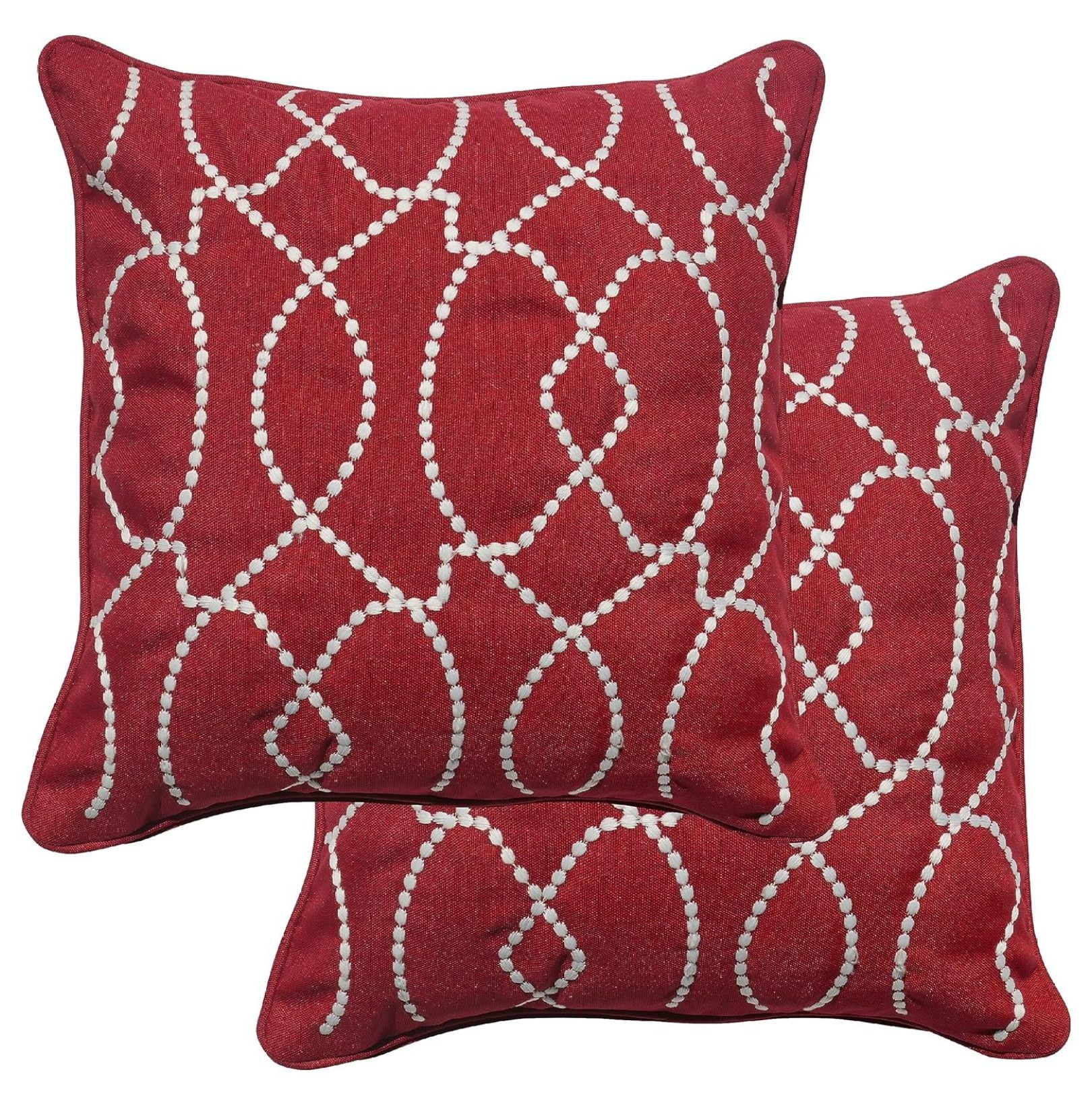 YgIRTID Indoor/Outdoor Trellis Red Embroidered Square Toss Pillow ...