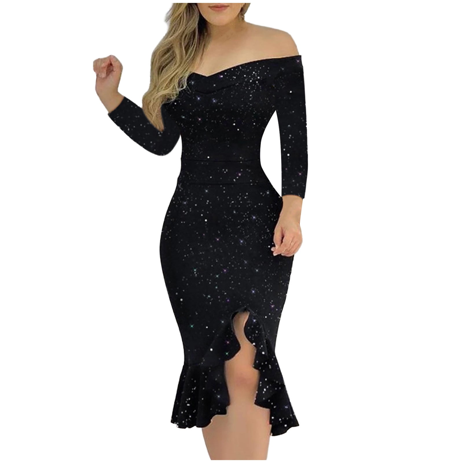 Ygbgbb Womens Ball Grown Bodycon Dresses Long Sleeve Dresses Off ...