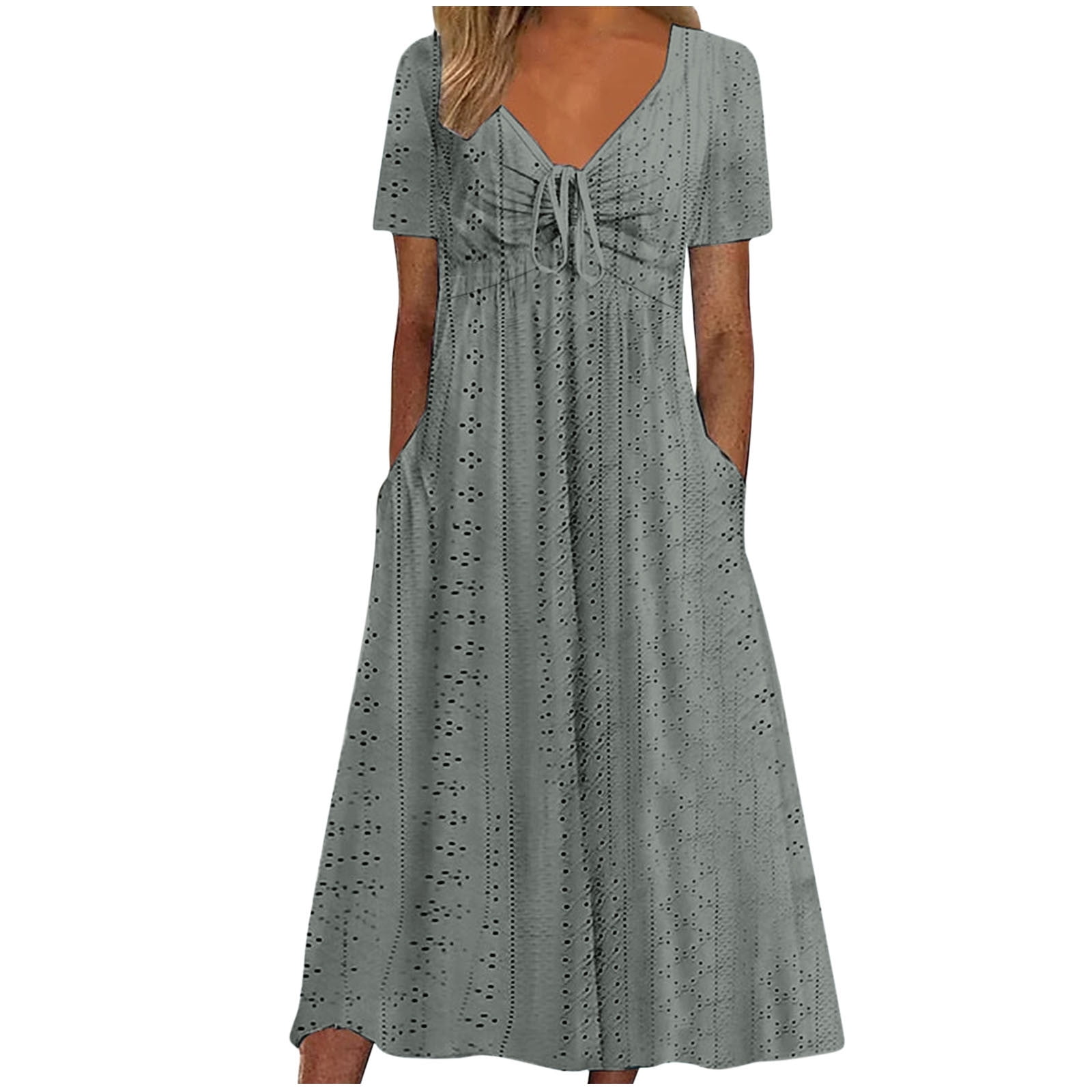 Ygbgbb Womens Dresses Fashion Solid Color Short Sleeve Summer Dresses ...