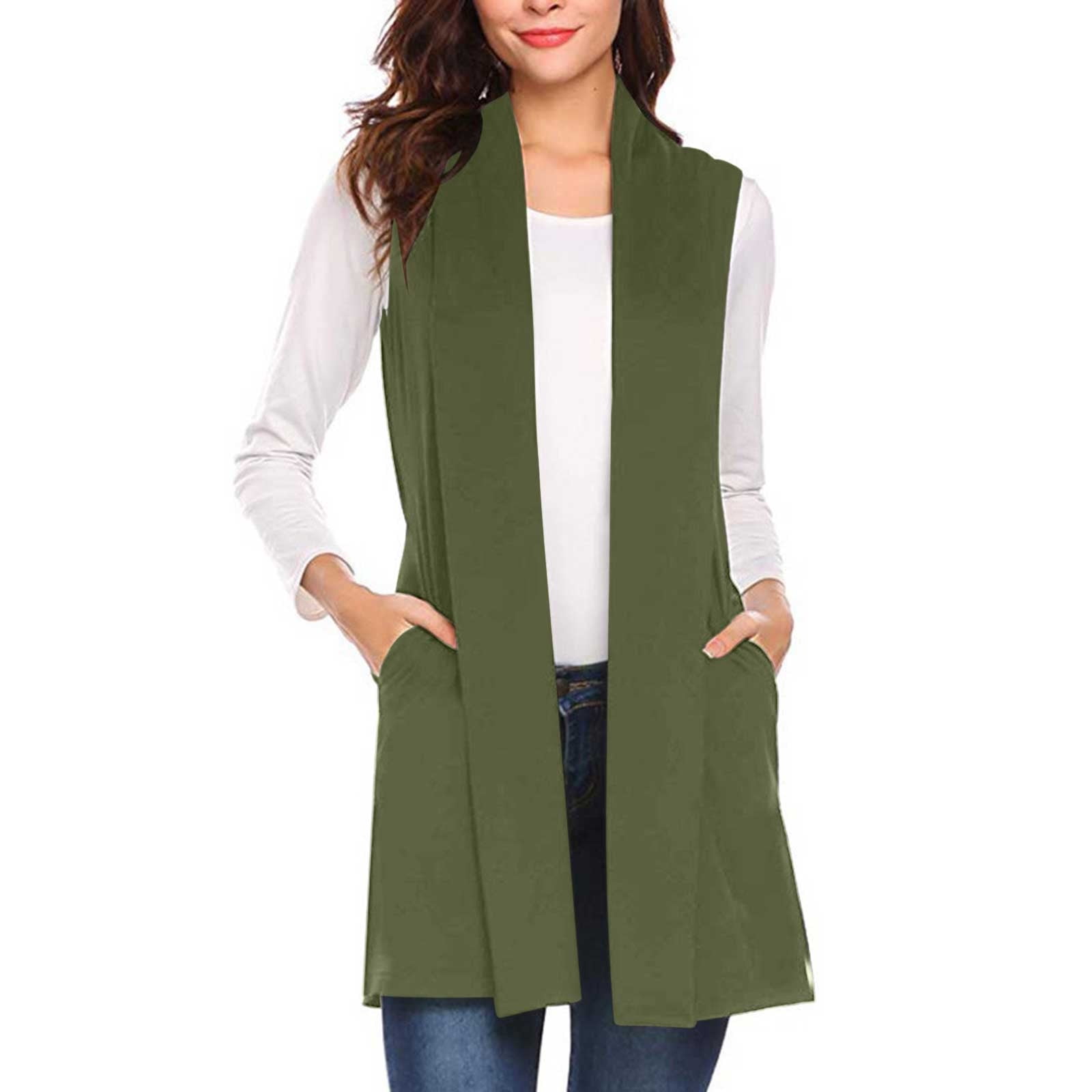 Ygbgbb Womens Lightweight Long Waistcoat Sleeveless Open Front Cardigan ...