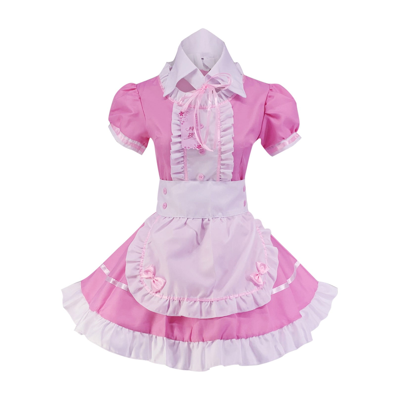 Ygbgbb Womens Maid Dresses Puff Sleeve Dresses Round Neck Patchwork ...