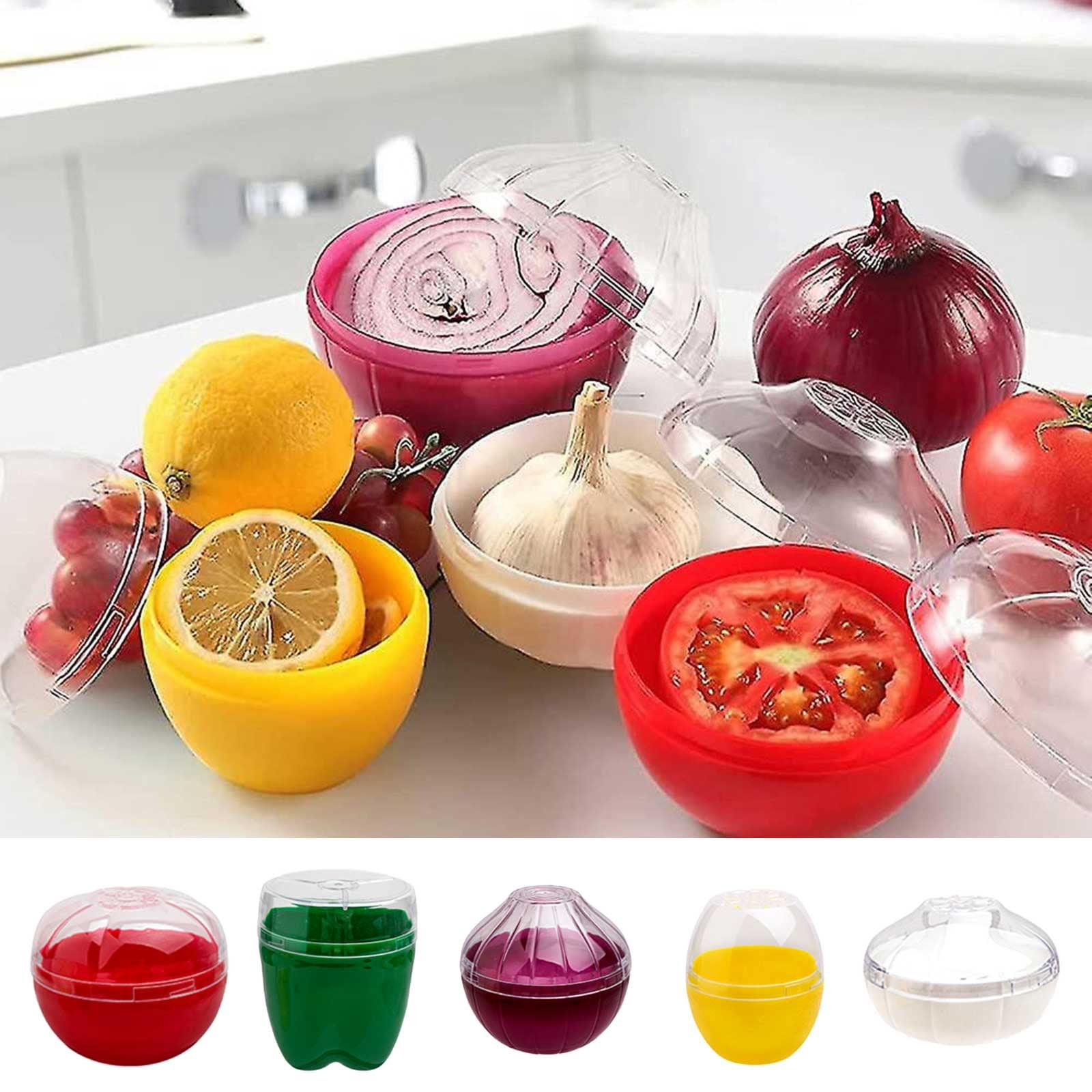 Ygdeyg 5Pcs Fruit And Vegetable Shaped Savers Storage Onion Tomato ...