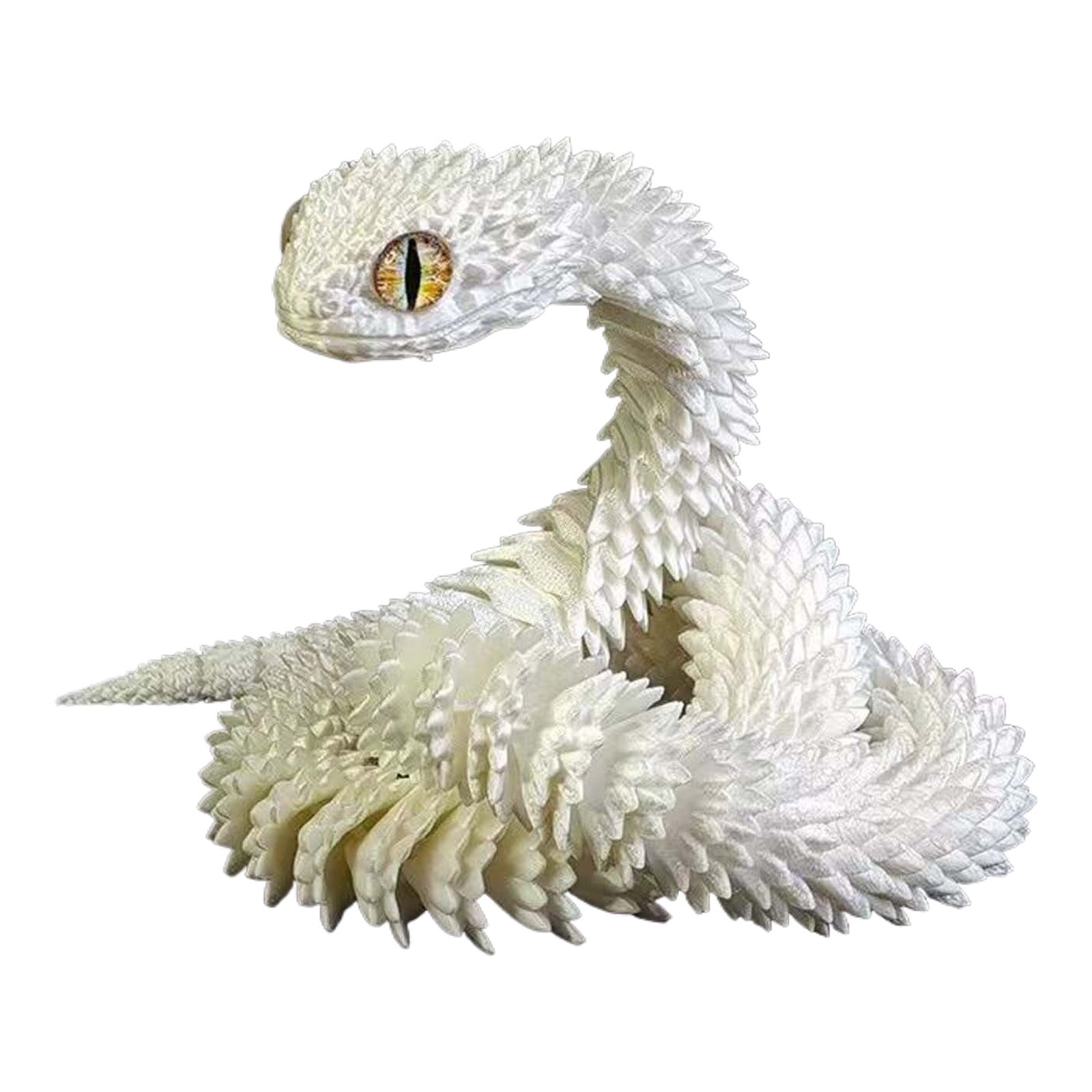 Ygdeyg 60Cm Articulated Viper Snake Figure In Pearl White, Flexible ...