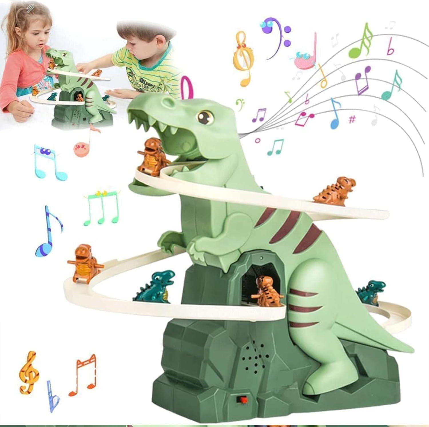 Ygdeyg Dinosaur Chasing Race Track Game Set Double Loop Track Slide Toy ...
