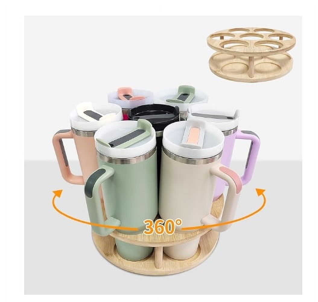 Ygdeyg Rotatable Wooden Cup Rack Solid Wood Mug Display Shelf Insulated ...