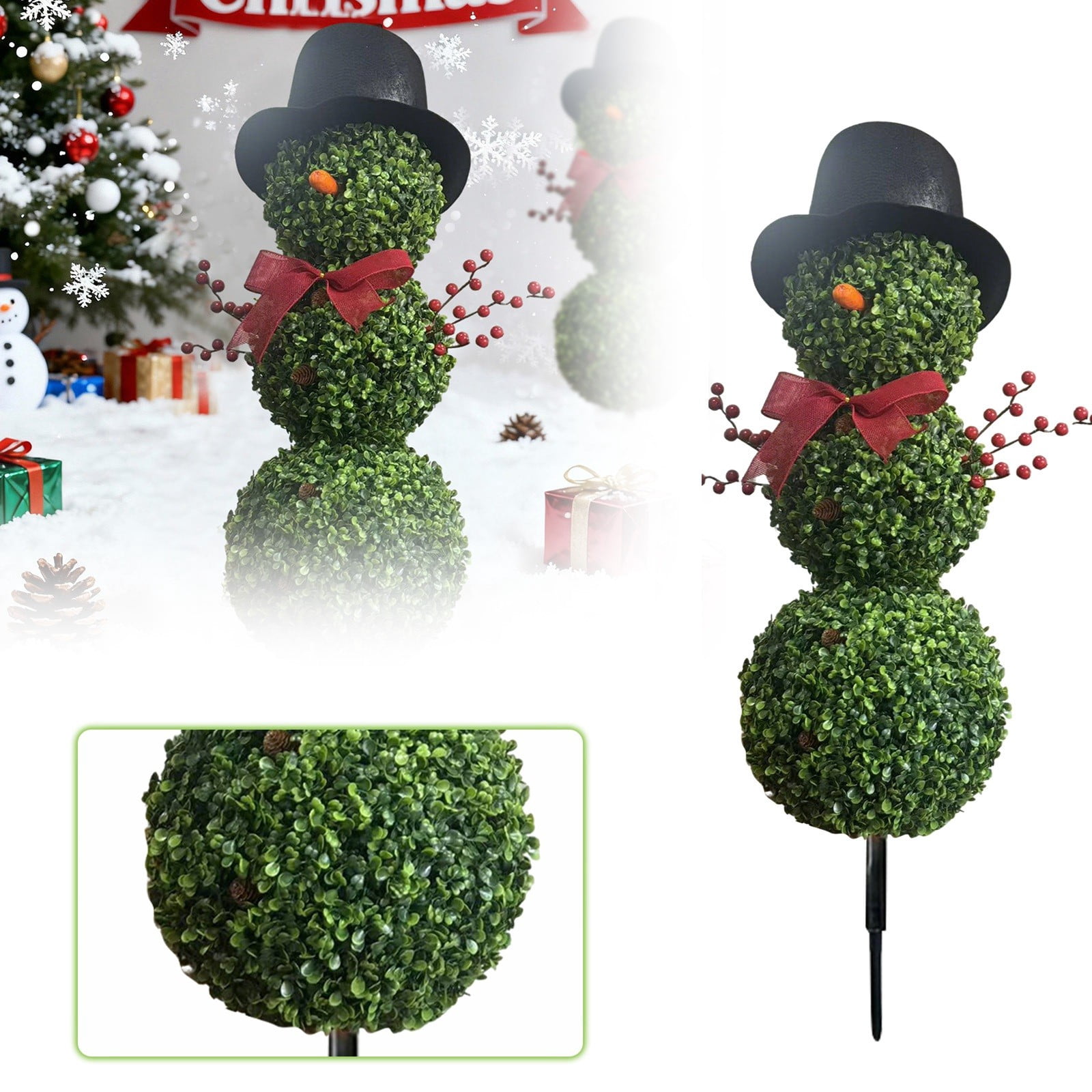 Ygdeyg Snowman Topiary Christmas Decoration 31'' Artificial Snowman ...