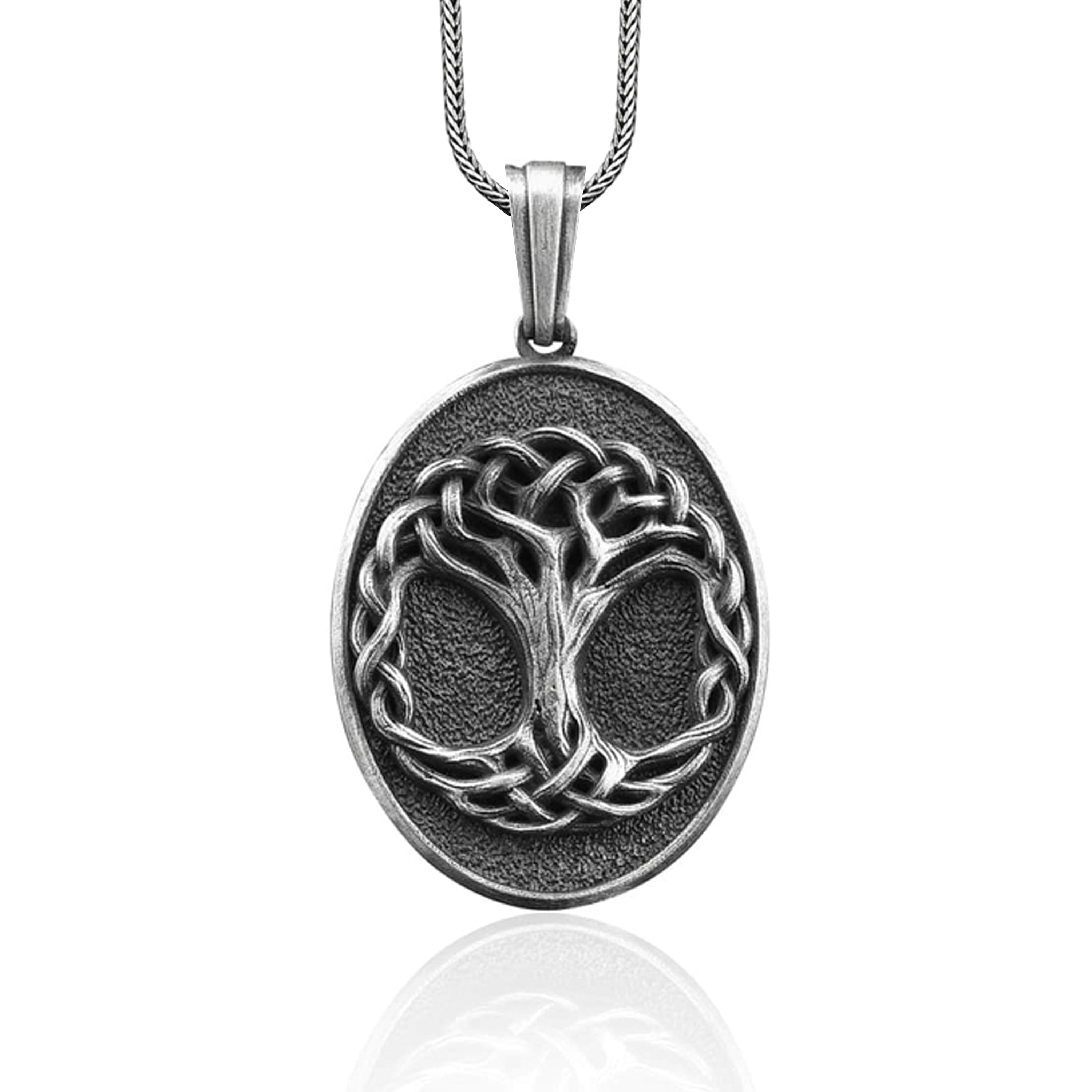 Yggdrasil Handmade Sterling Silver Men Charm Necklace, Tree of Life ...