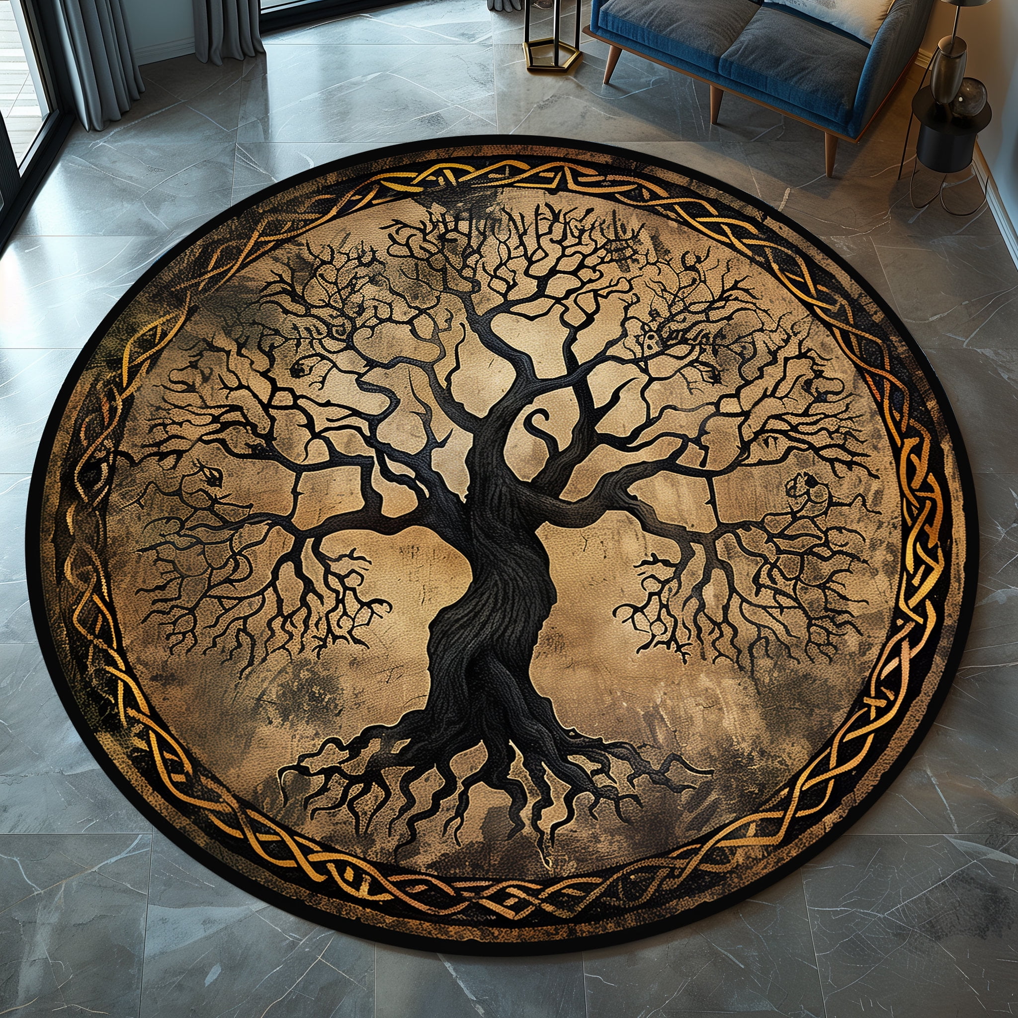 Yggdrasil Symbol Round Rug 2 ft = 65 cm - Walmart.com