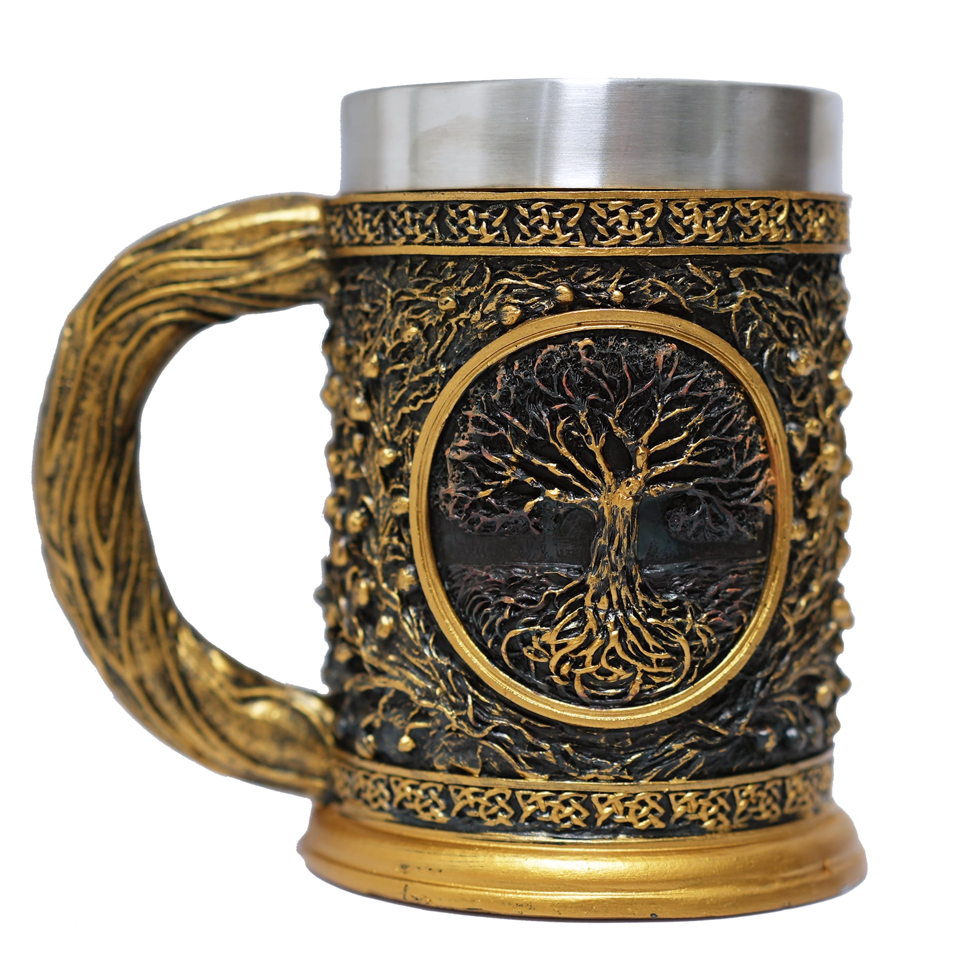 Yggdrasil Tree of Life Tankard - Viking Stainless Steel Beer Mug ...
