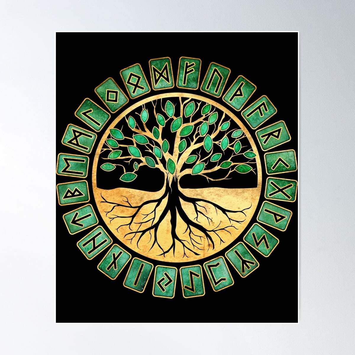 Yggdrasil Viking Rune Tree Of Life Poster Wall Art, Modern Wall Decor ...