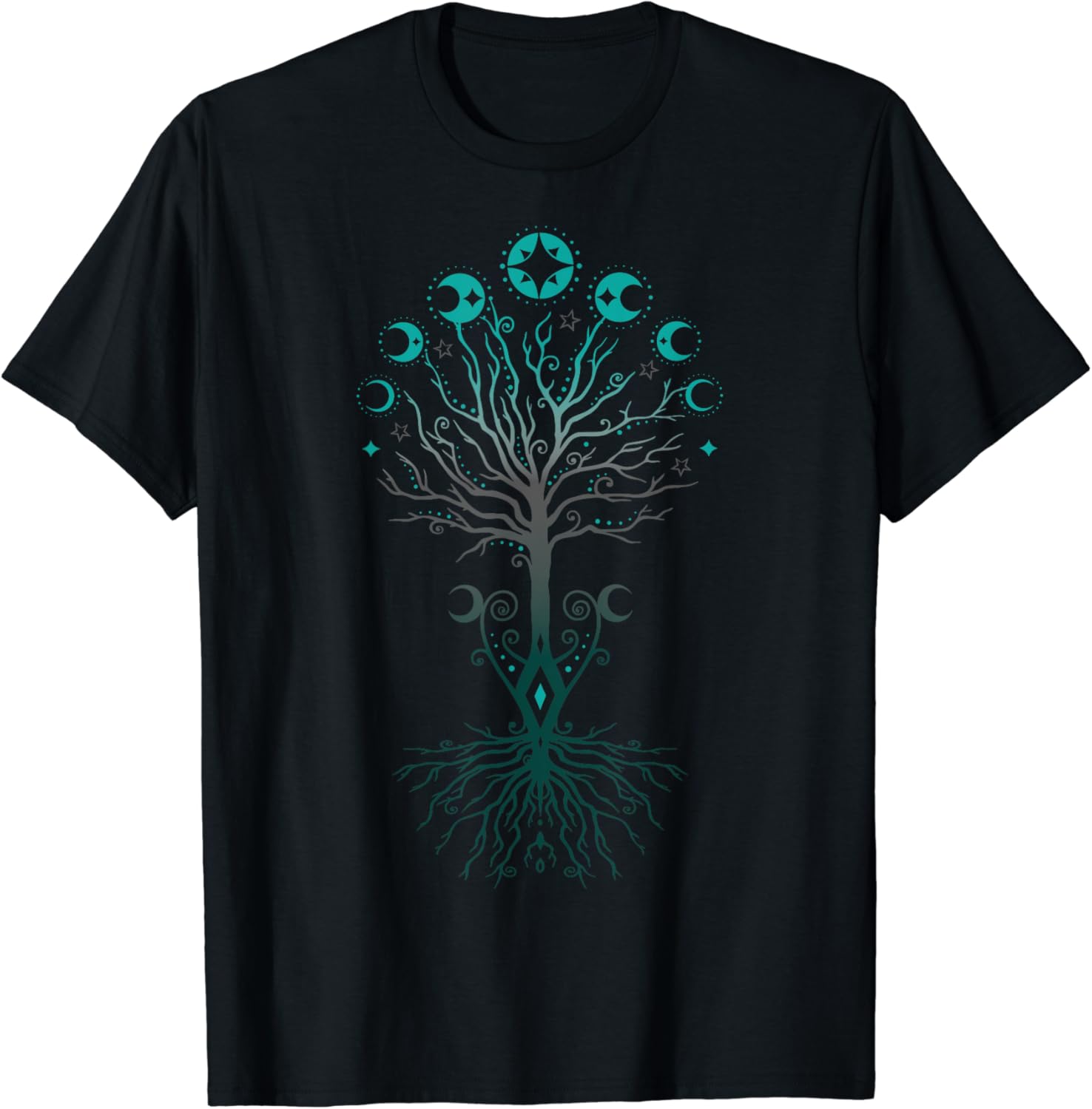 Yggdrasil World Ash - Moon Phases Tree of Life - Pagan Art T-Shirt ...