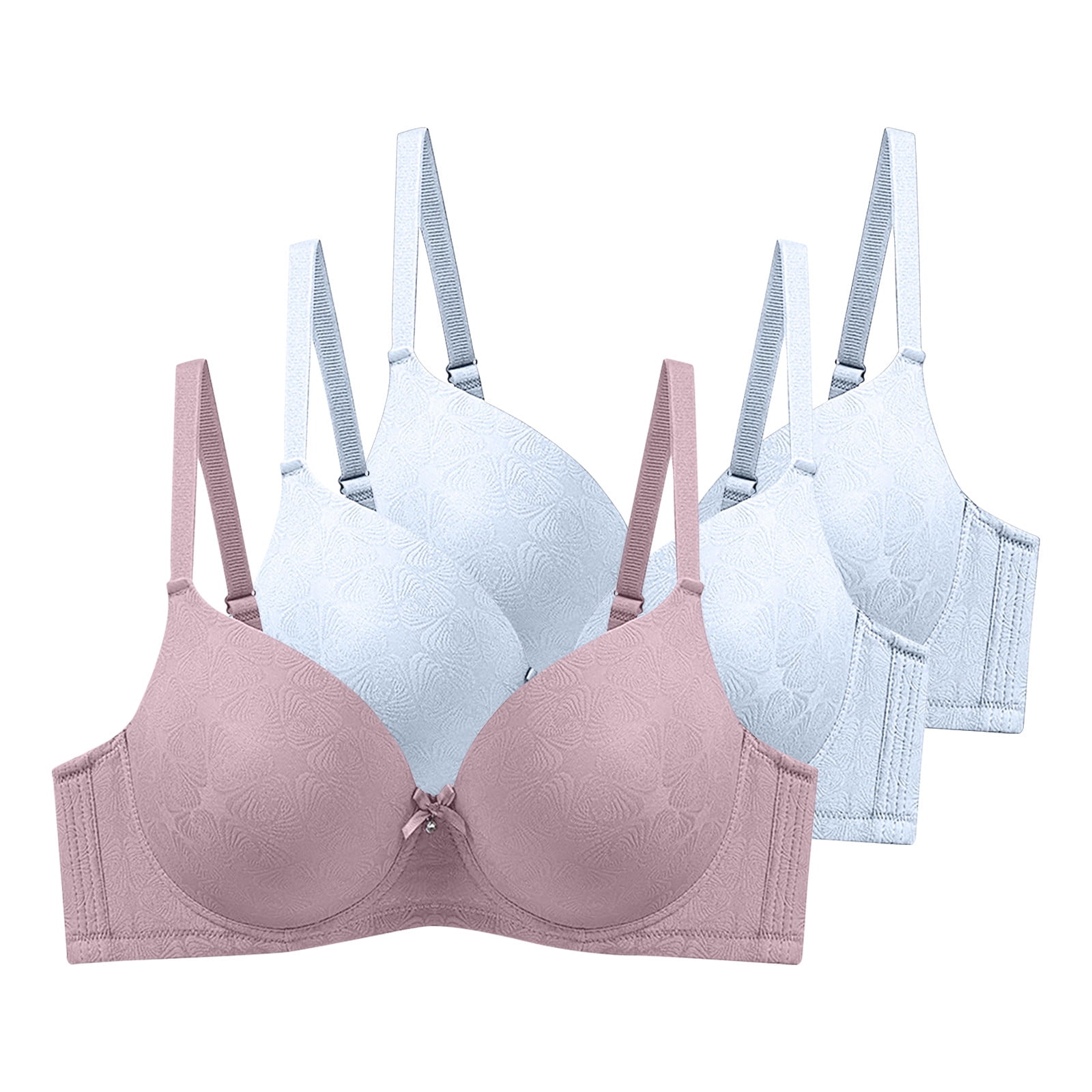 Yghzkop 3PC D Cup Bras for Women Underwire Bra Plus Size Jacquard Push ...