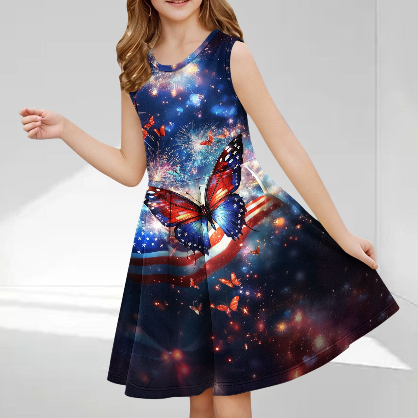 Yghzkop Girls' Summer 4th of July Independence Day Dress USA Flag Stars ...