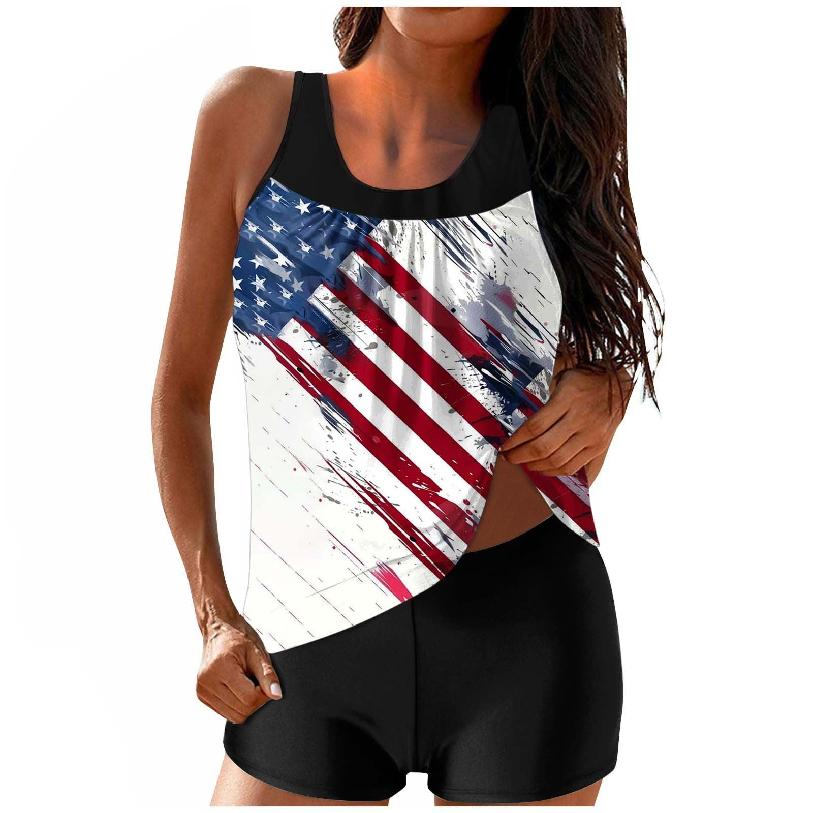 Yghzkop Independence Day Swimsuit Women Two Piece Tankini Set Swim Tank ...